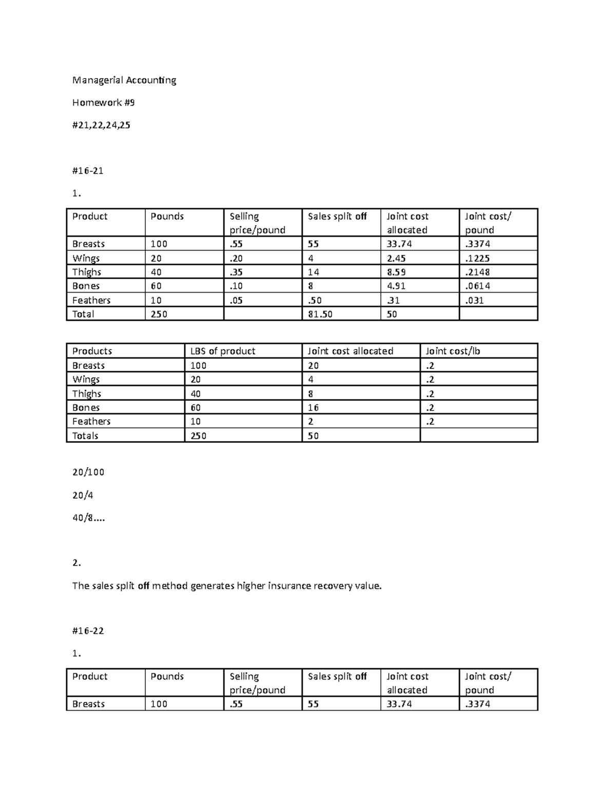 Homework 9 ms - Key assignment - Managerial Accounting Homework # #21 ...