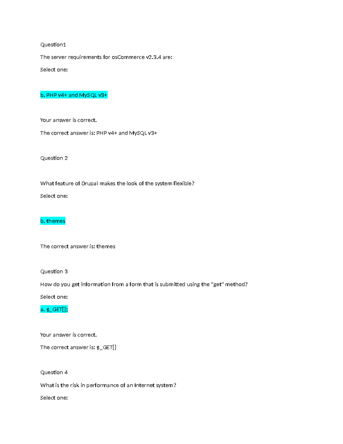 Cs3305 studocu - Question The server requirements for osCommerce v2.3 are: Select one: b. PHP v4 ...