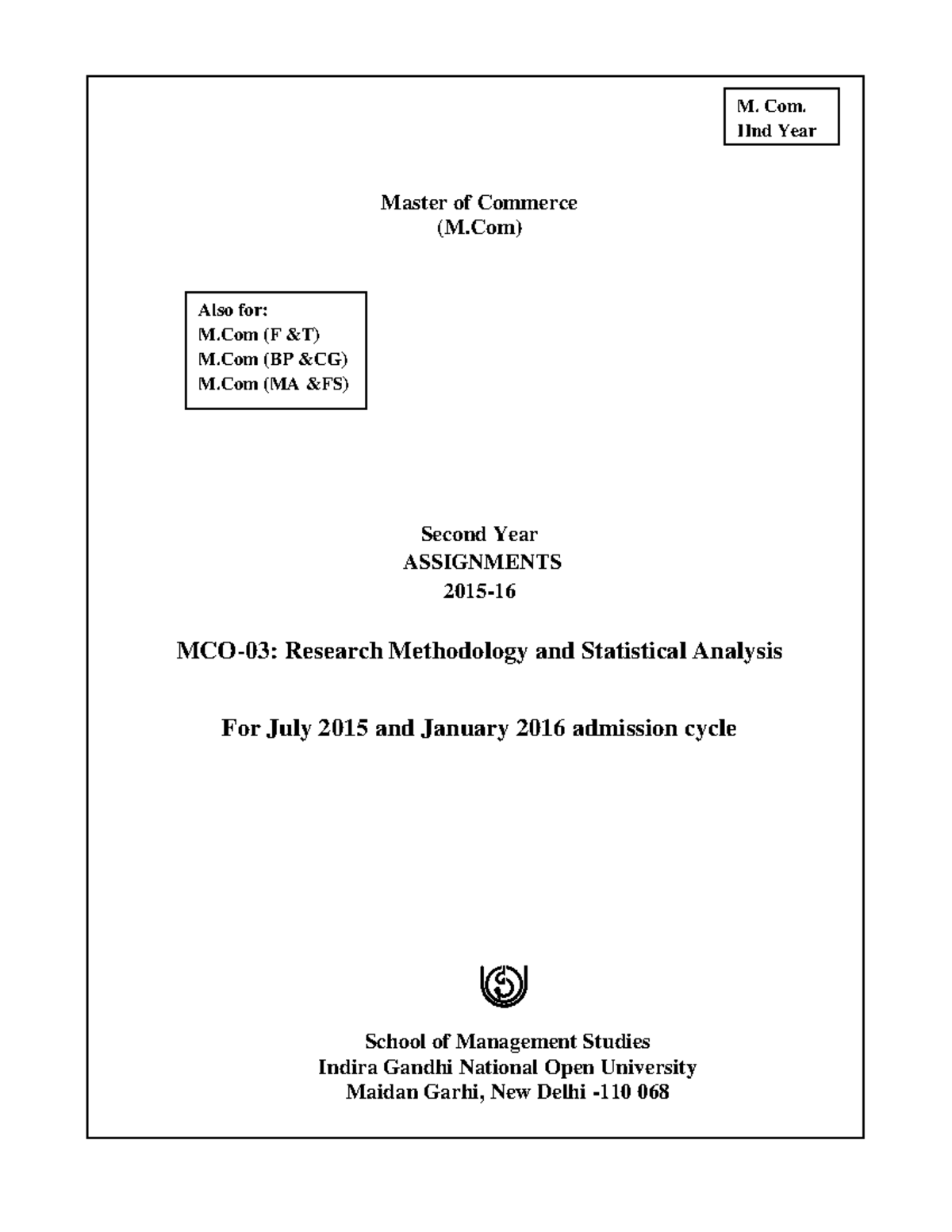 MCO - 03 E - Financial management - Master of Commerce (M) Second Year ...