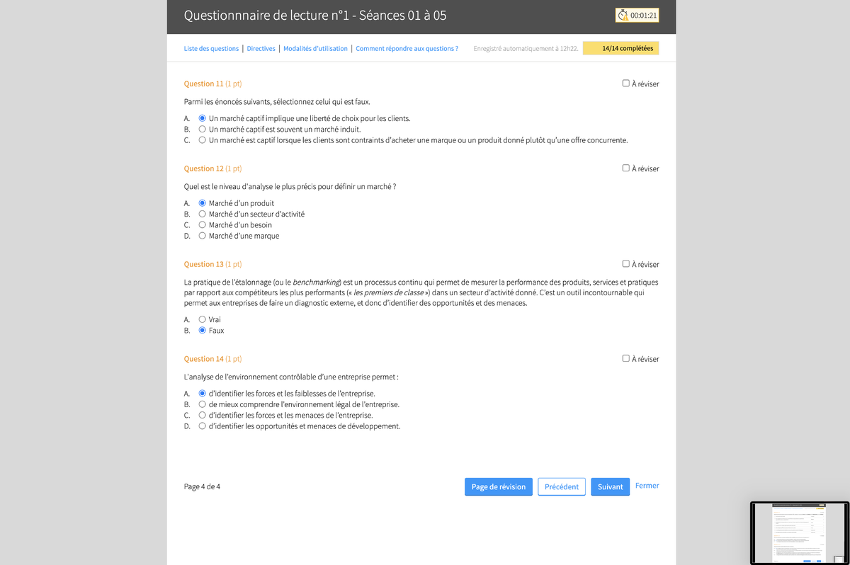 Questionnaire de lecture n°1 - Séances 1 à 5 - MNG1001 - Studocu