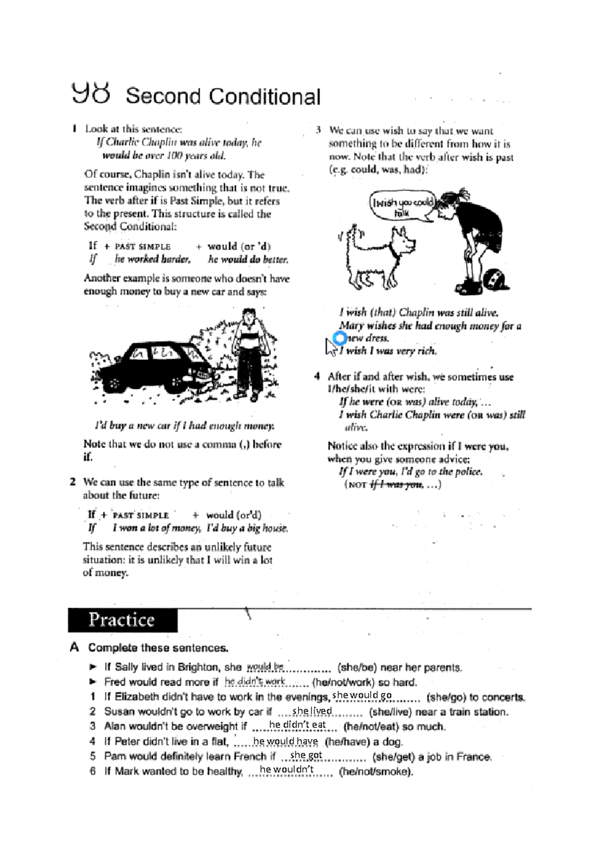 Second conditional - tarea - Ingles complementario - she would go she lived he didn’t eat he ...