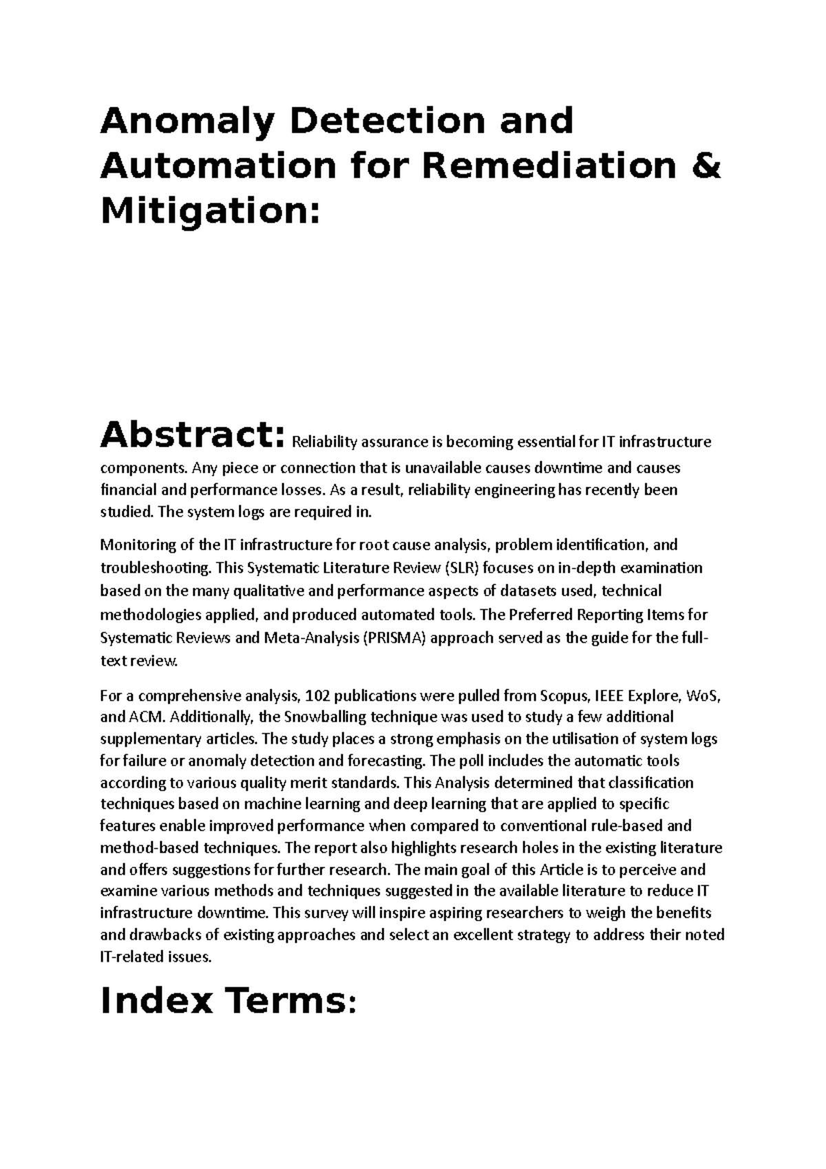 Anomaly Detection And Automation For Remediation Anomaly Detection And Automation For