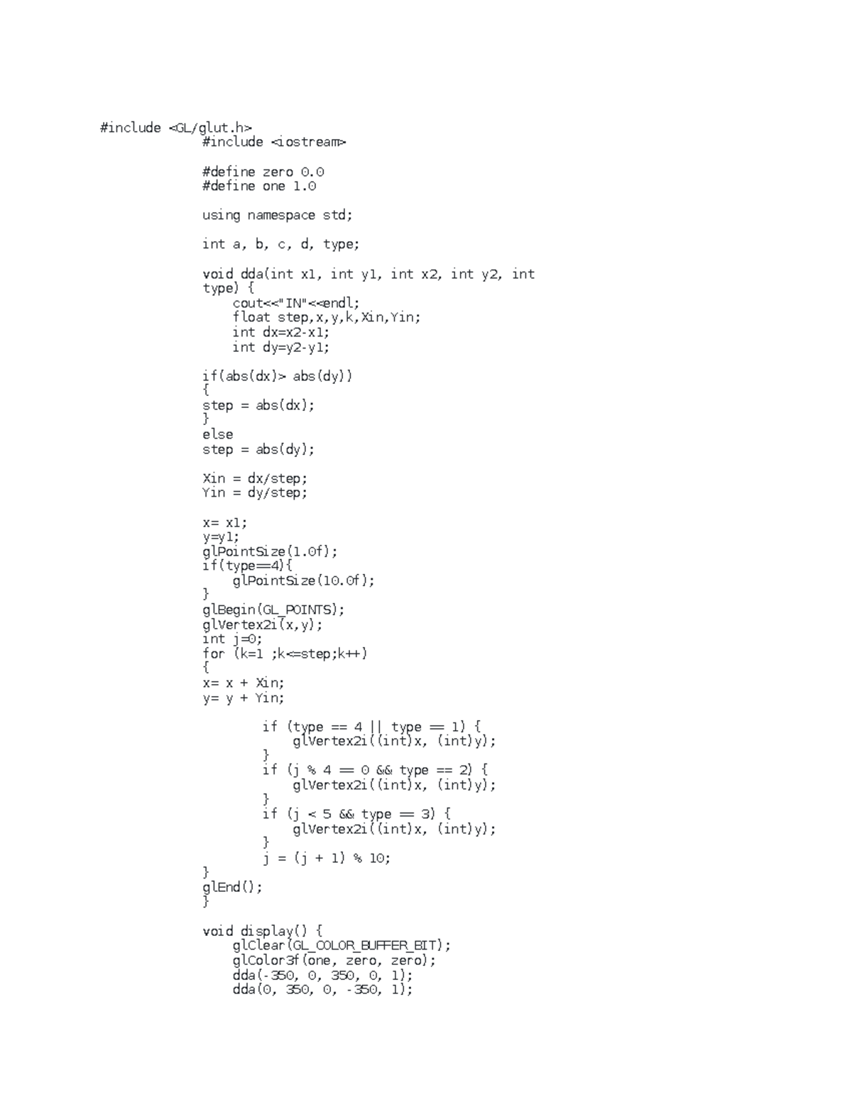 DDA Line with Mouse Interface (2) - #include #include #define zero ...