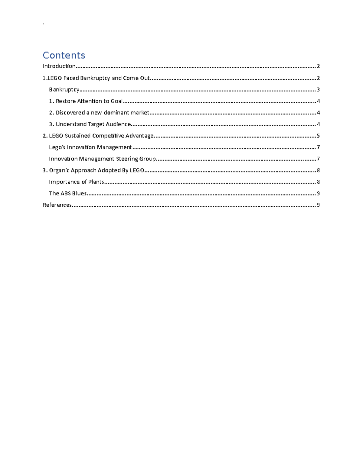 LEGO-Strategic Management Revise - Contents - Studocu