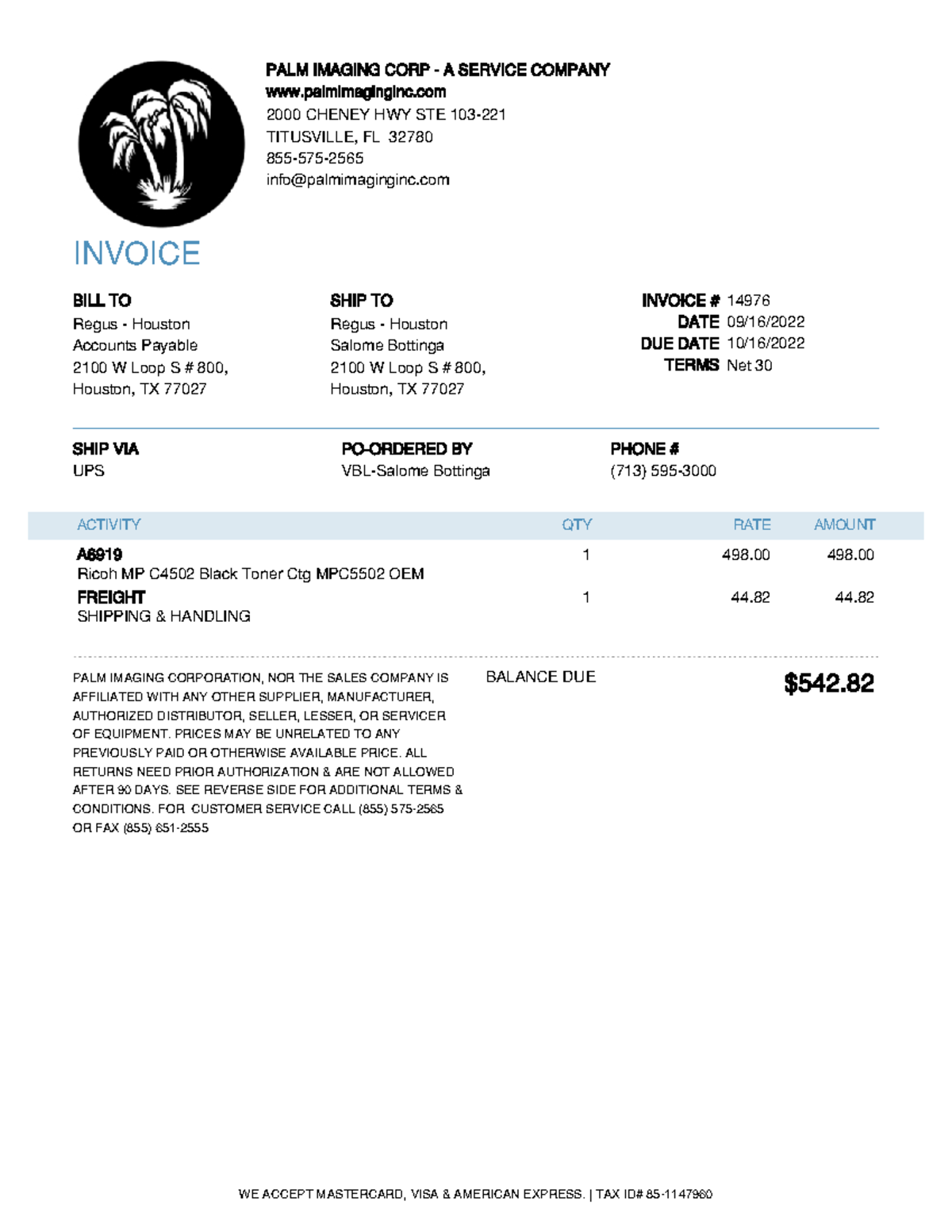 Invoice 14976 - good information - WE ACCEPT MASTERCARD, VISA ...