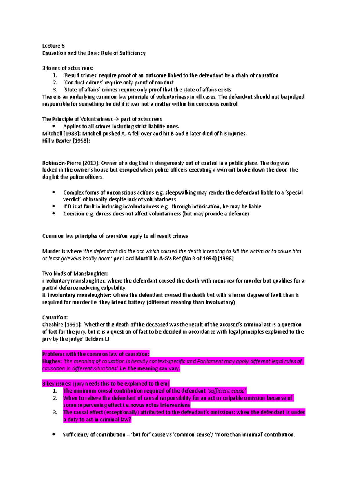 Causation Lecture Notes 6 7 Lecture 6 Causation And The Basic Rule Of Sufficiency 3 Forms Of
