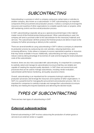 Steps if subcontracting in SAP - Steps of subcontracting in SAP: Let’s ...
