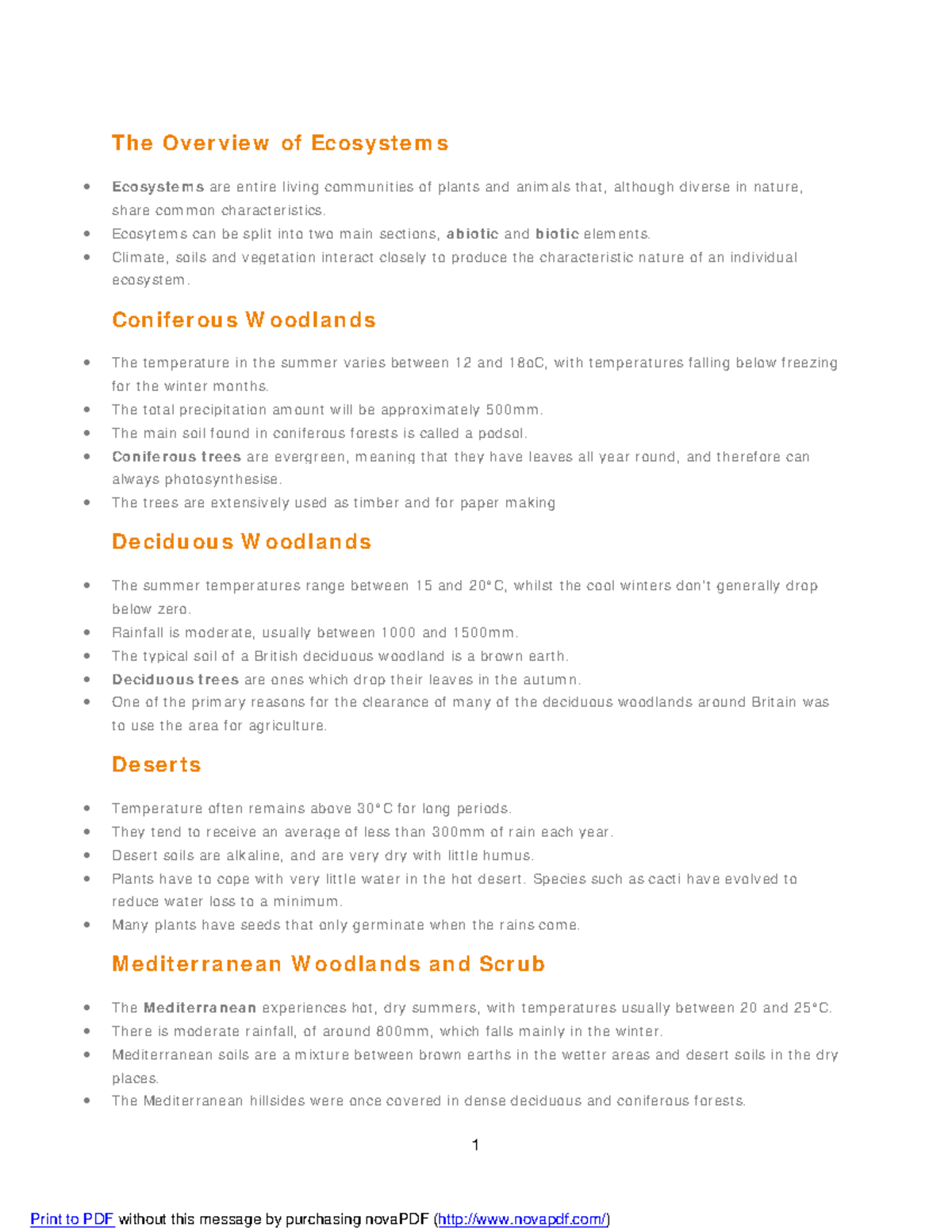 Geo Ecosystems - NOTES - 1 The Overview of Ecosystems Ecosystems are ...