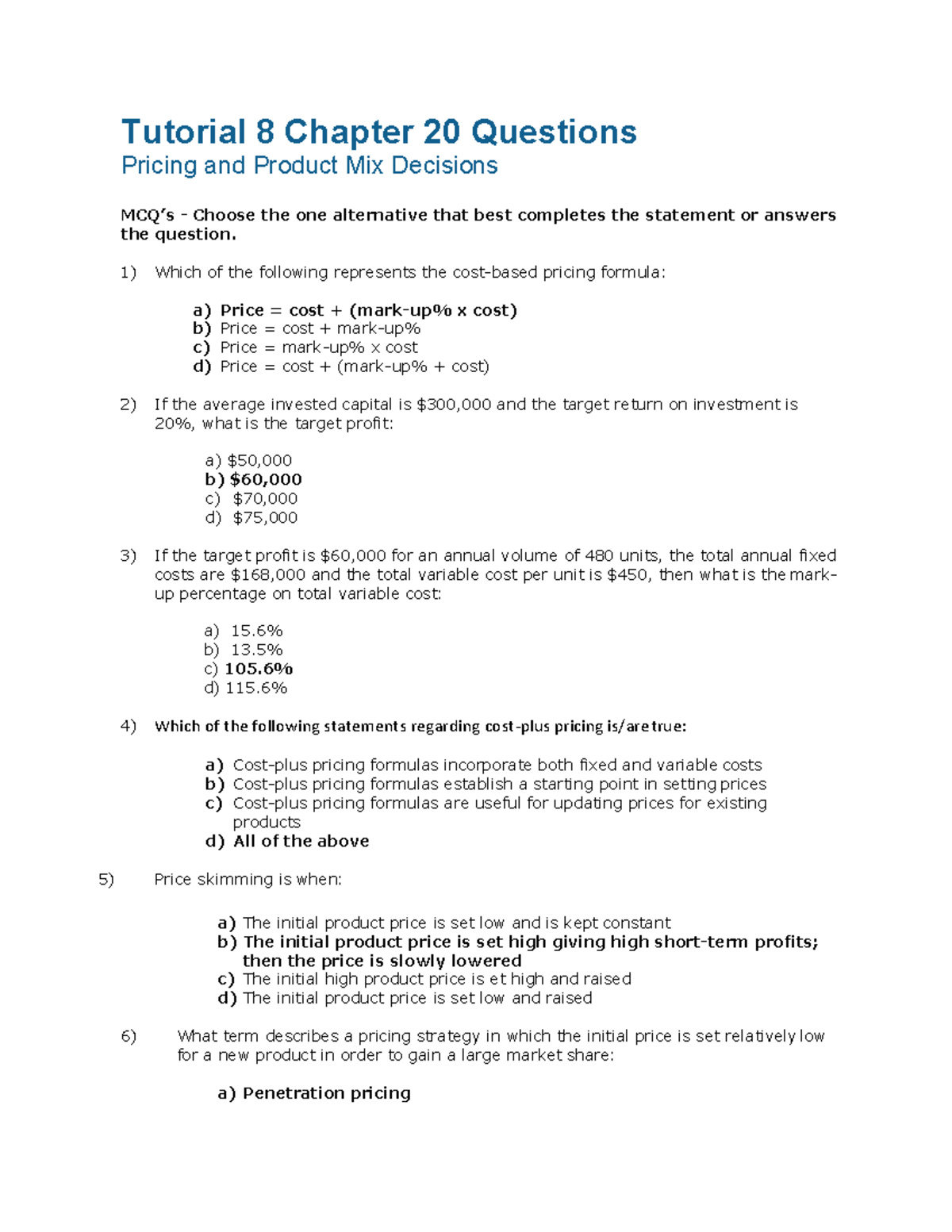 ACC202 Tutorial 8 Chap 20 MCQ Practical Questions Solutions - Tutorial ...