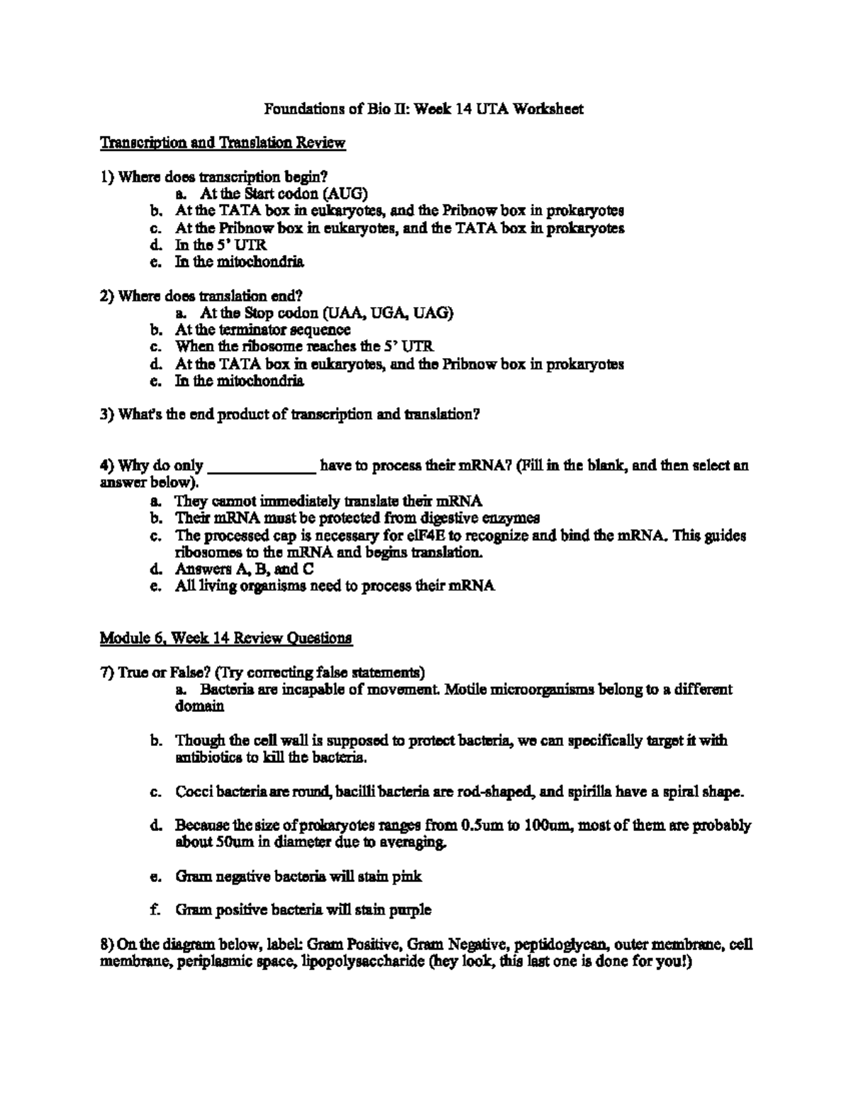 Week 14 worksheet - BIOSC 0160 - Studocu