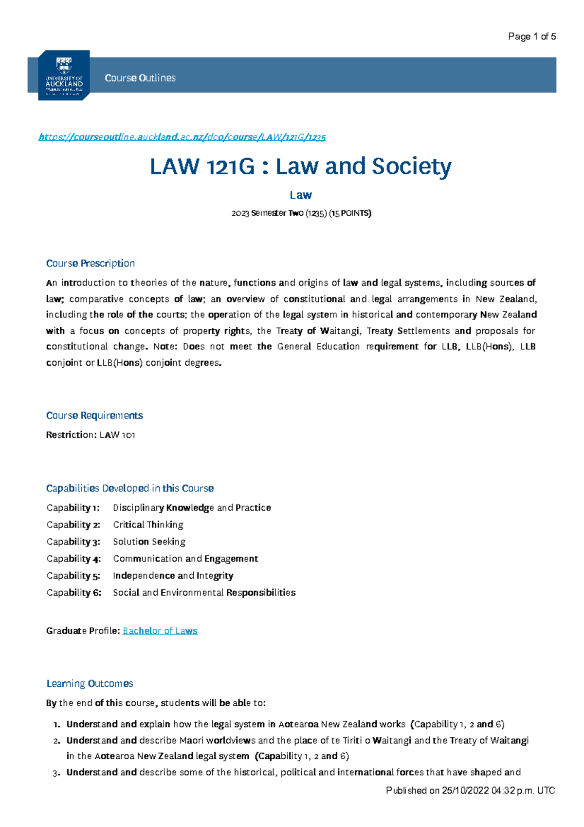 LAW 121G - 2023 Semester Two - Course Outline - CourseCourse ...