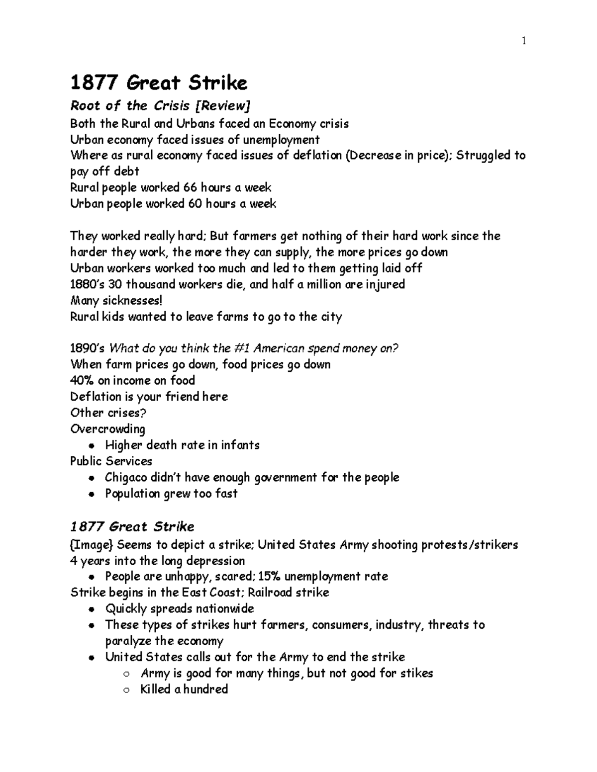 HIST212. Week 2 (Jan24-Jan28) - 1877 Great Strike Root of the Crisis ...