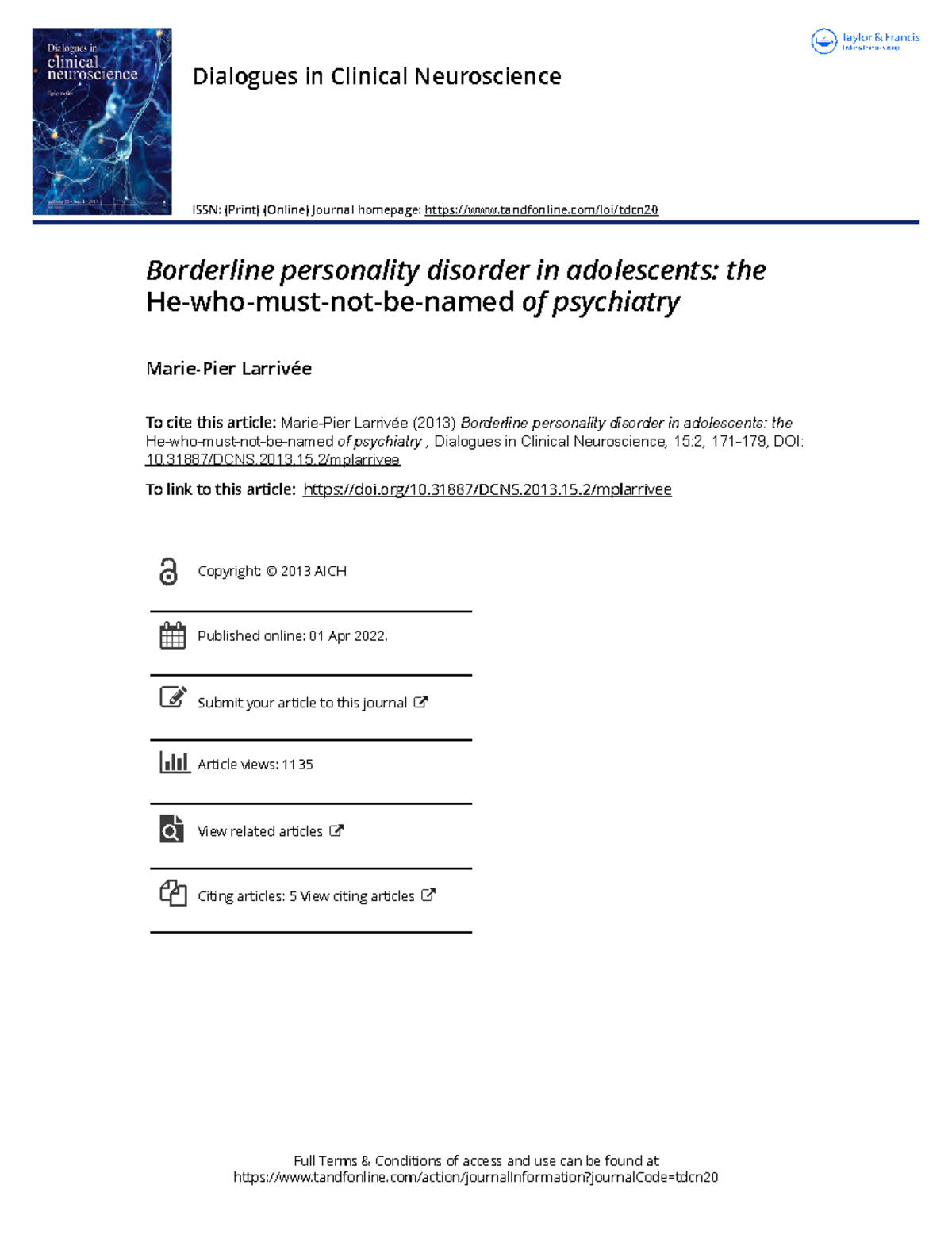 Borderline personality disorder in adolescents the He who must not be ...