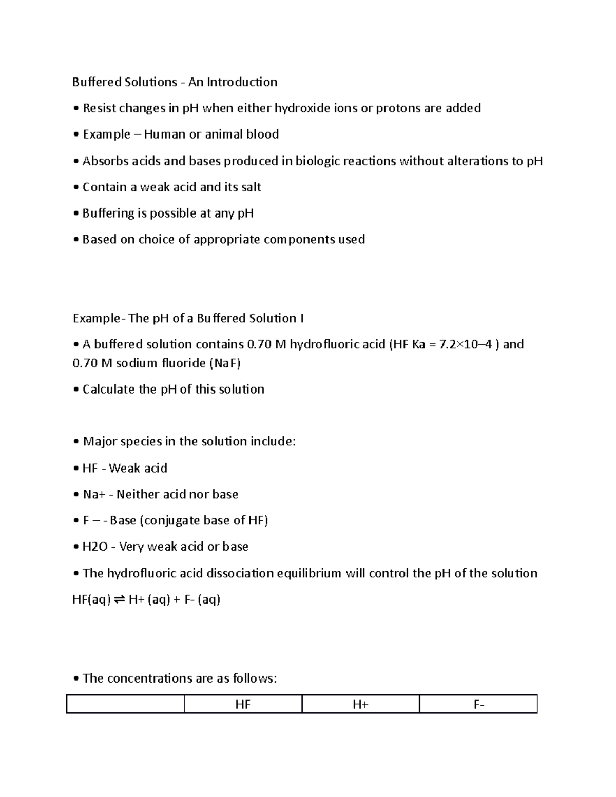 101 - Buffered Solutions - Buffered Solutions - An Introduction Resist changes in pH when either ...