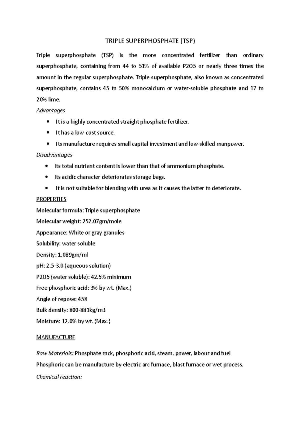 Triple Superphosphate - TRIPLE SUPERPHOSPHATE (TSP) Triple ...