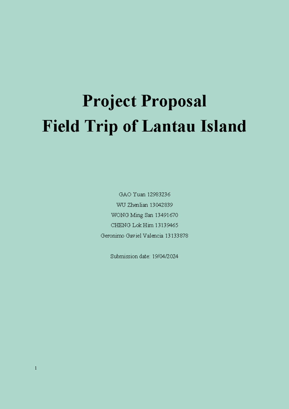 (Latest Version) Group 25 Project Proposal of Field Trip of Lantau ...