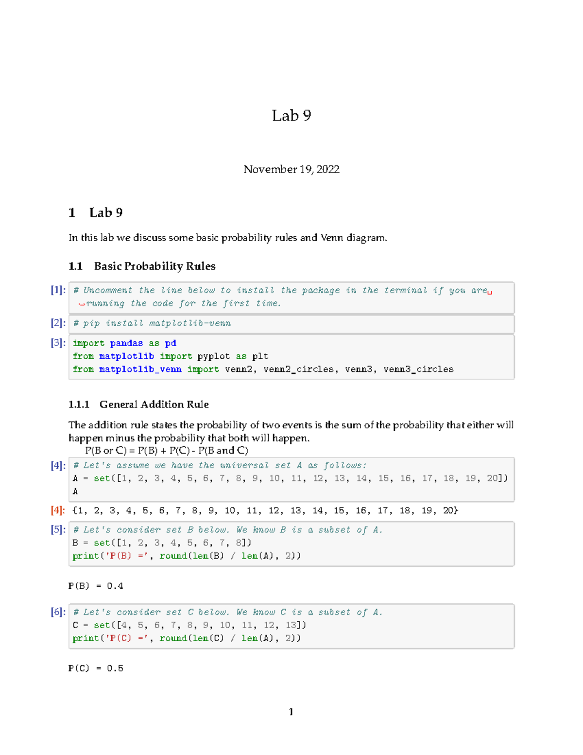 Lab 9 - Lab 9 work - Lab 9 November 19, 2022 1 Lab 9 In this lab we discuss some basic ...