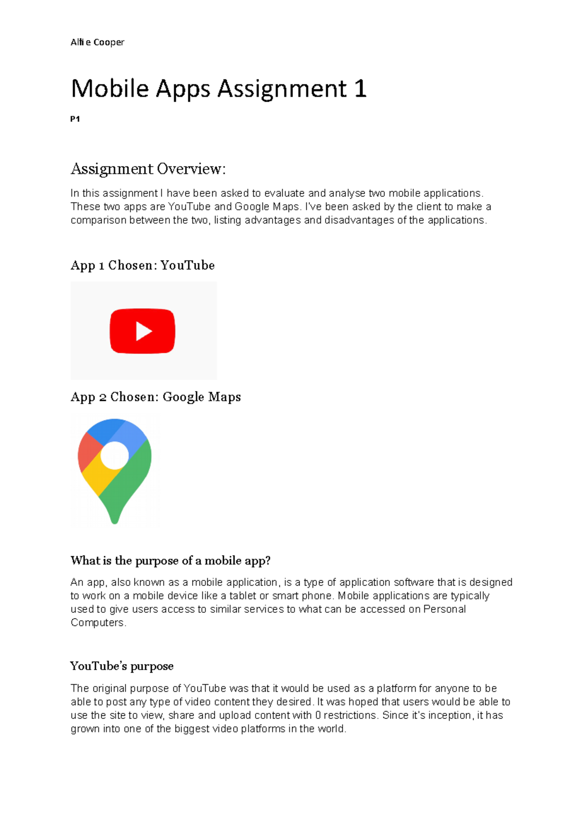 Mobile Applications Assignment 1 - Mobile Apps Assignment 1 P ...