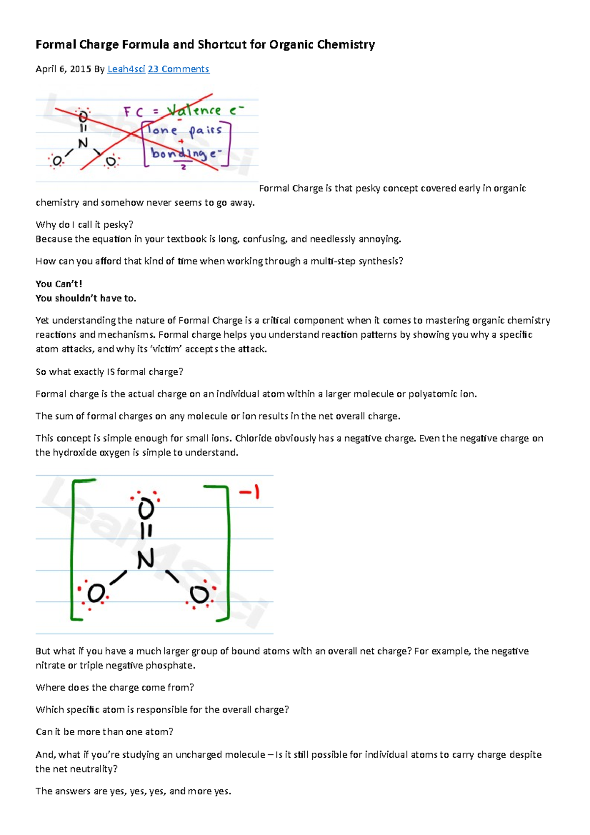 Formal Charge Formula and Shortcut for Organic Chemistry - Why do I ...