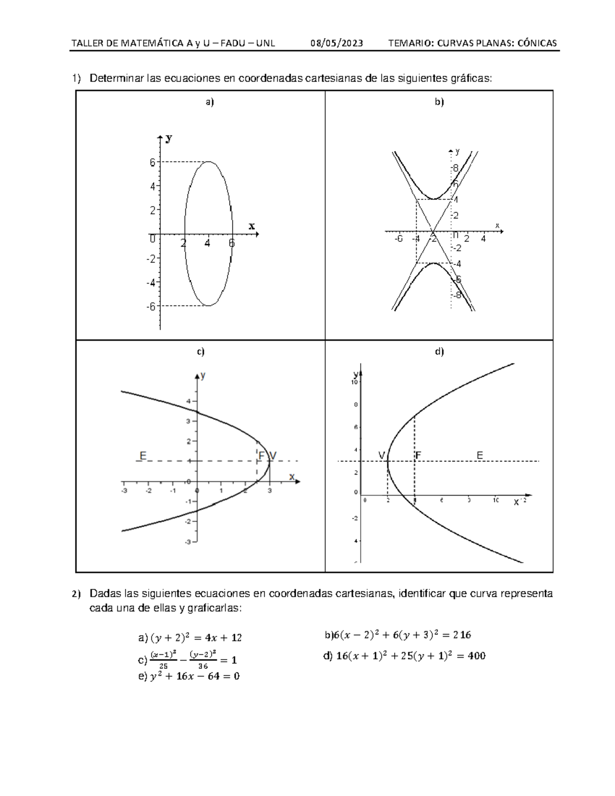 Conicas 8 5 23 - Temario - Cónicas - TALLER DE MATEM¡TICA A y U – FADU ...
