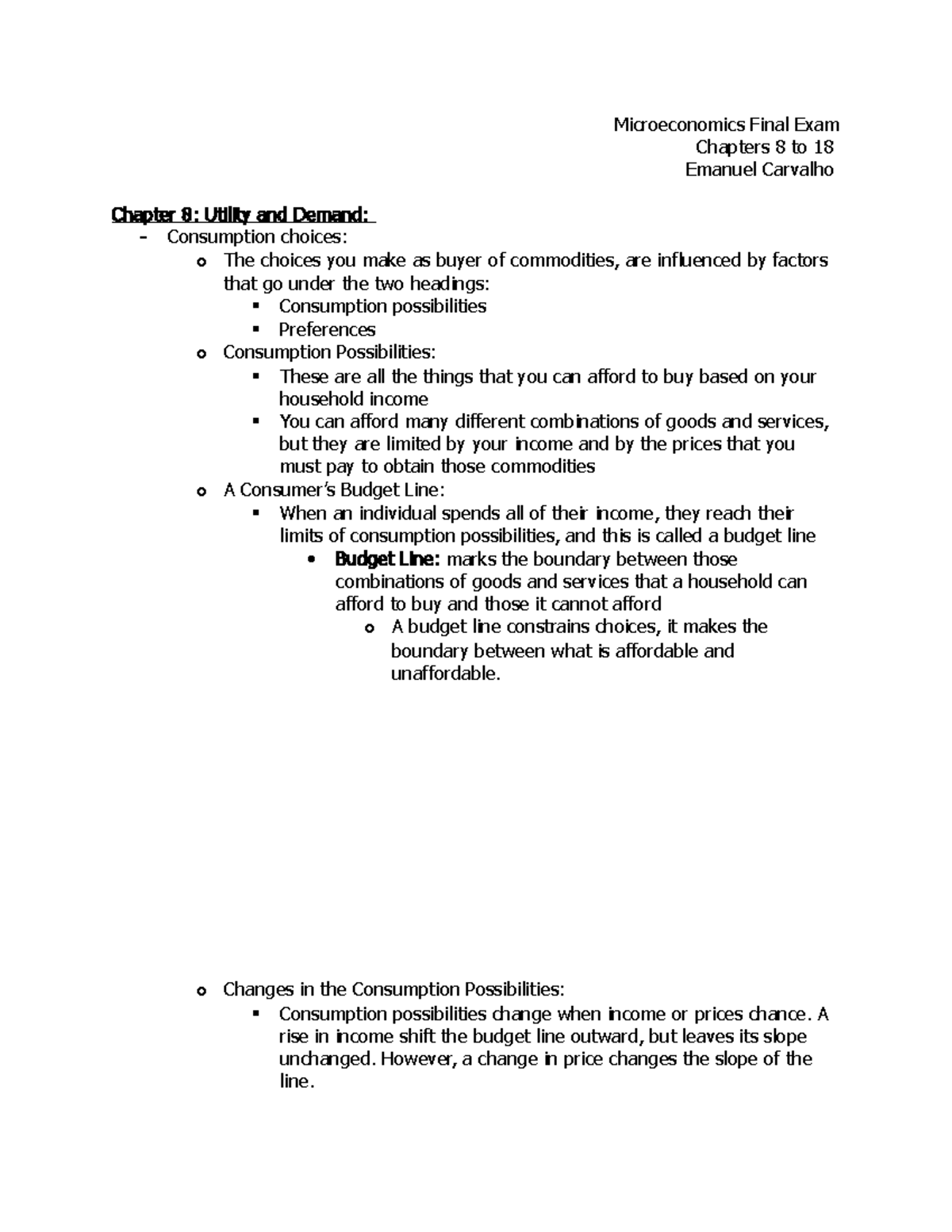 Economics Final Exam - Microeconomics Final Exam Chapters 8 to 18 ...