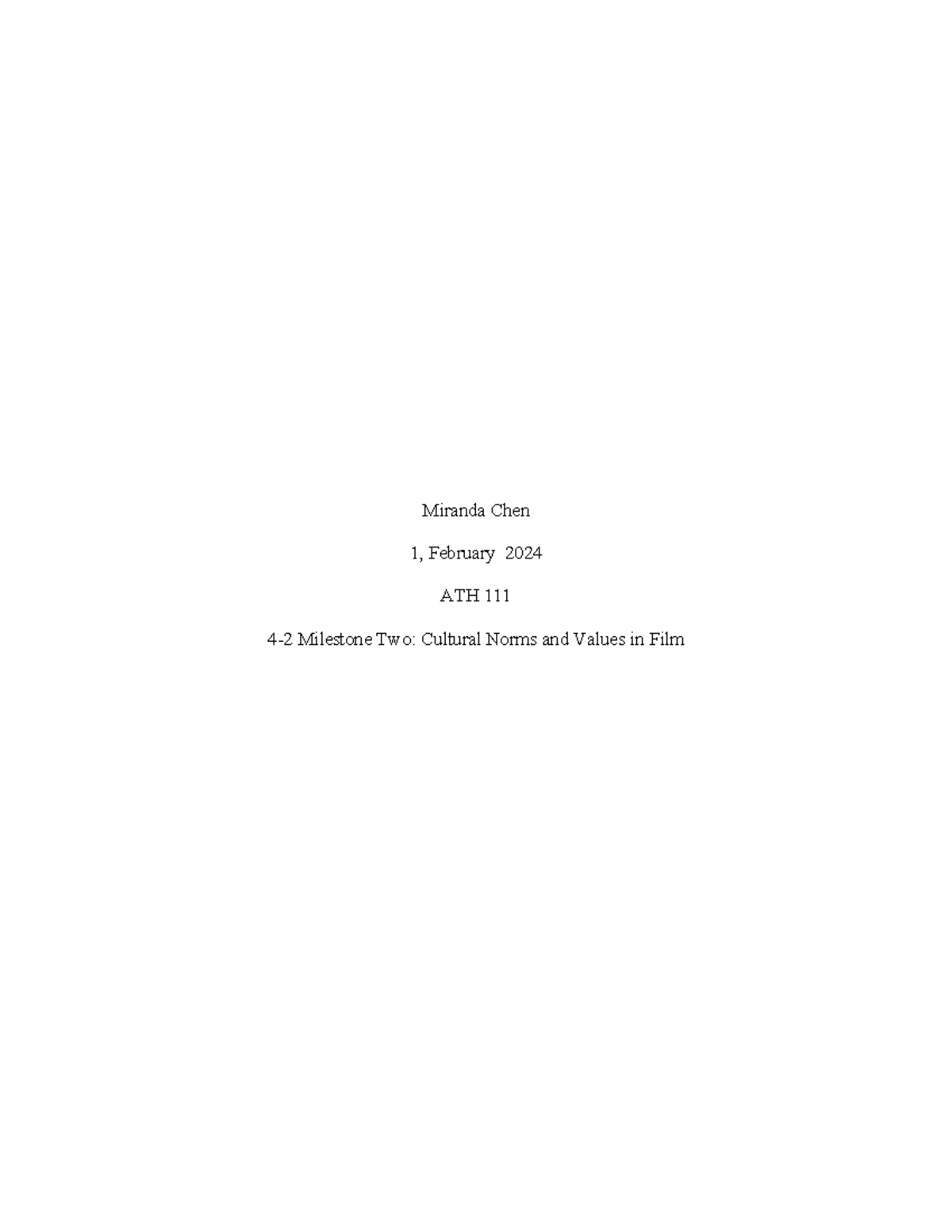 4-2 Milestone Two Cultural Norms and Values in Film - , 1998/1998 ...