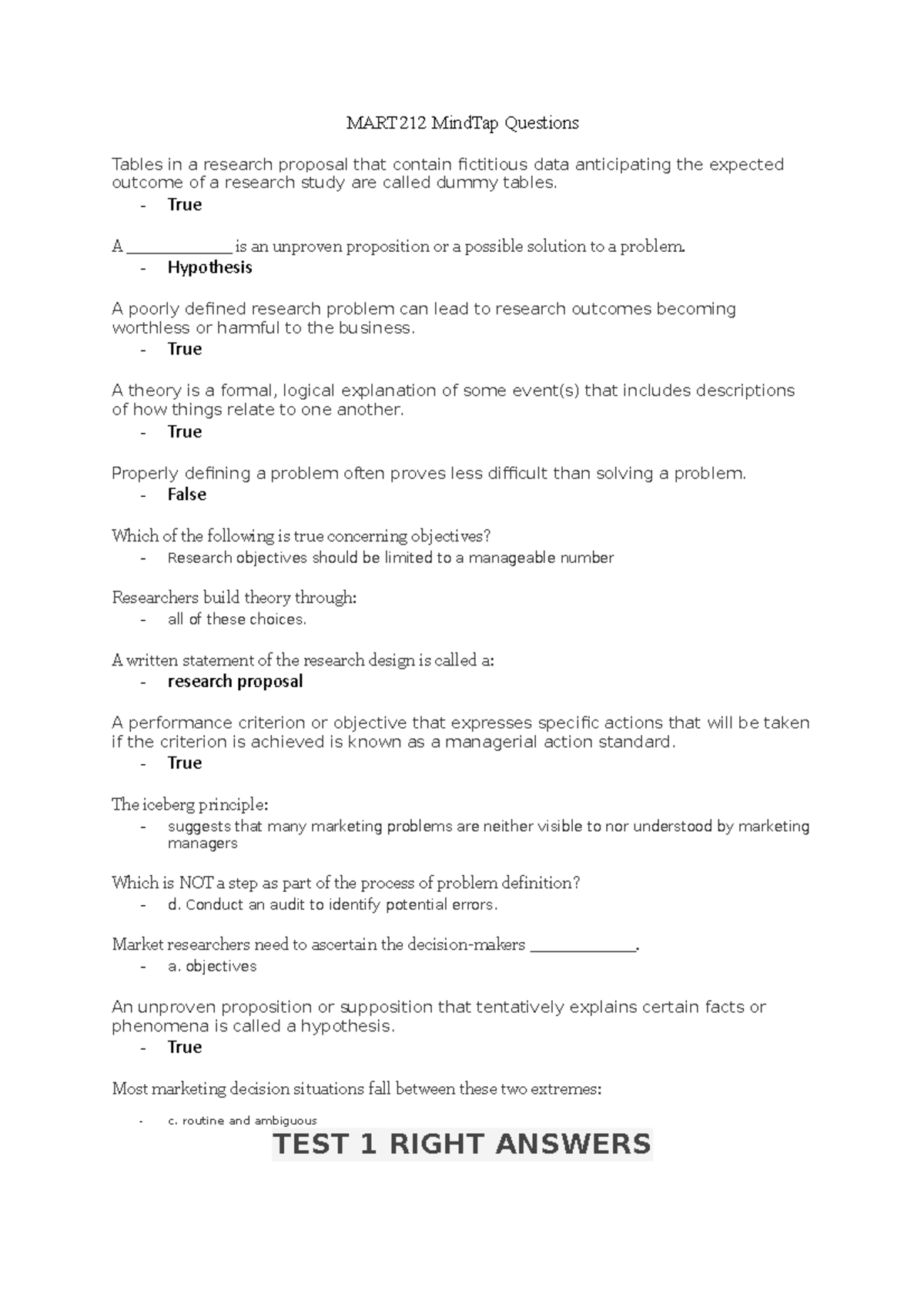 MART212 Mind Tap Questions - MART212 MindTap Questions Tables in a ...