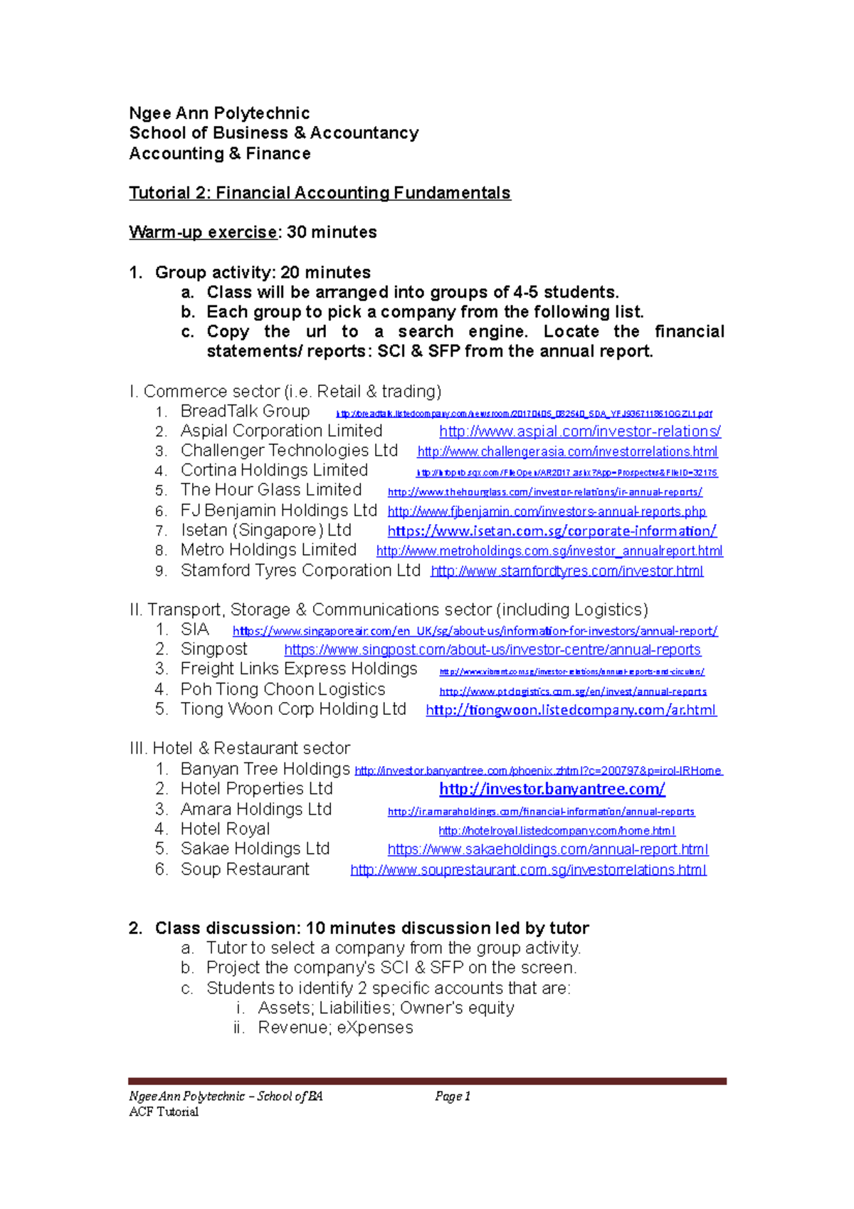 Tutorial 2 - Fundamentals - Student - Ngee Ann Polytechnic School of ...