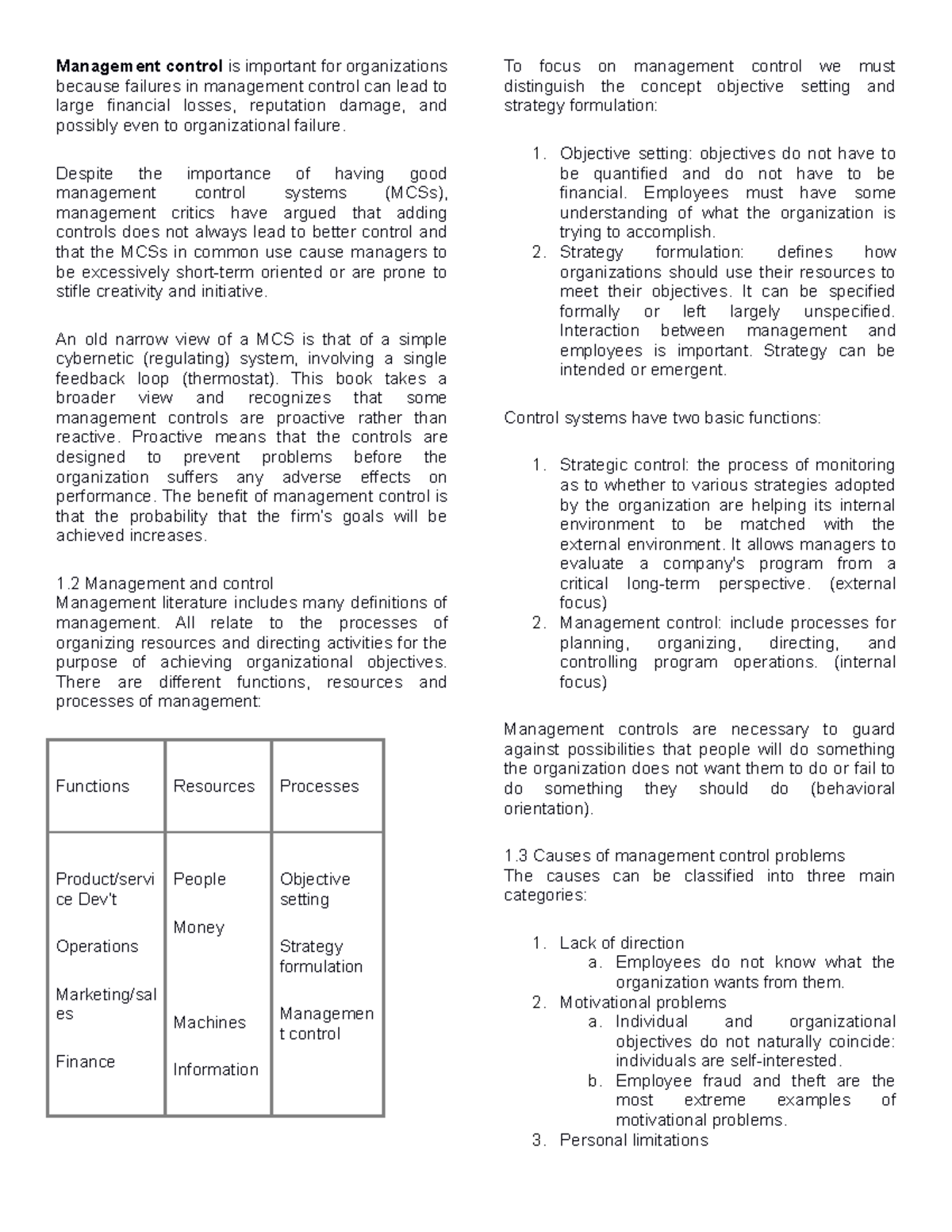 PMS Reviewer - Introduction to Management Control, Performance ...