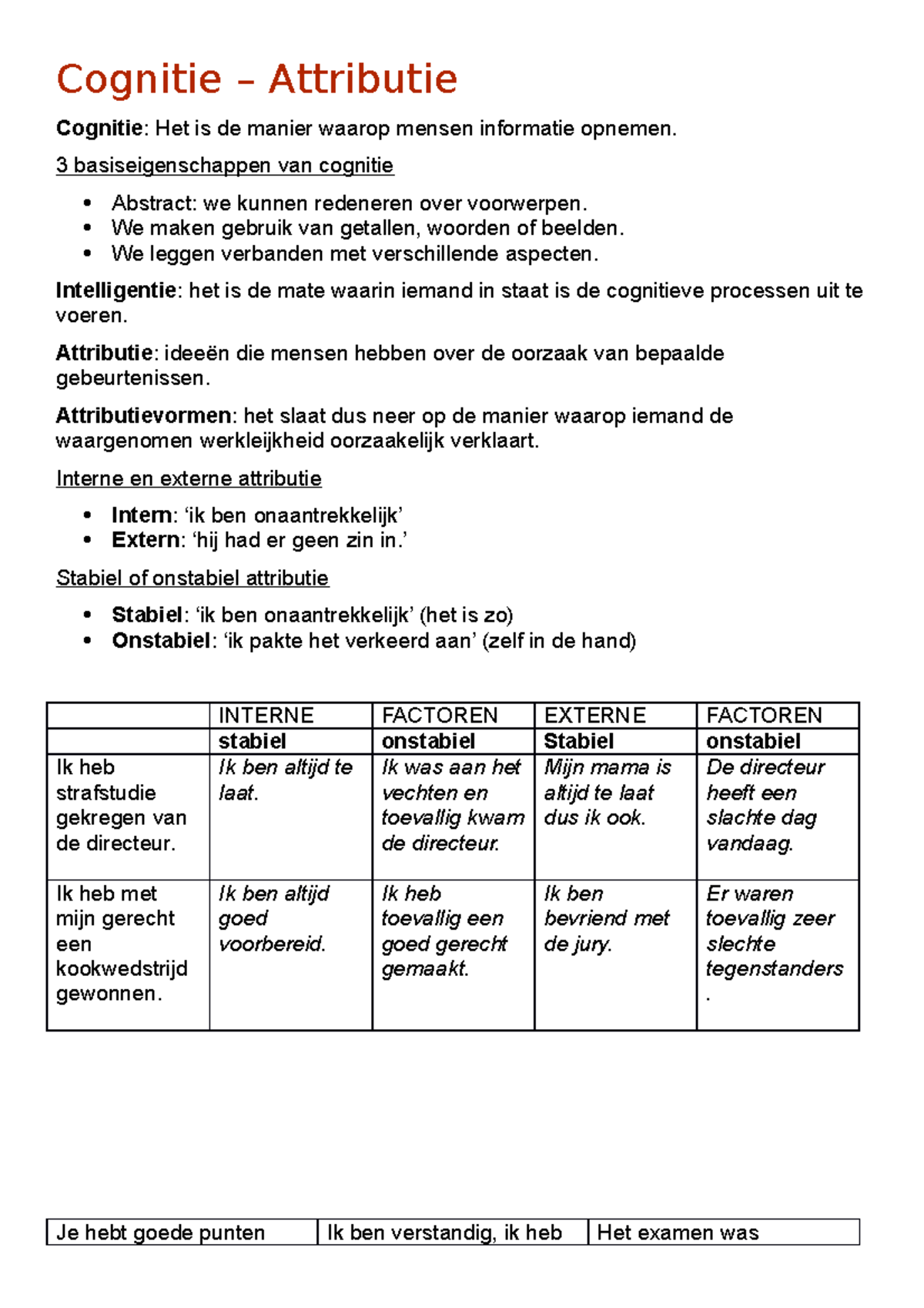 EX samenvatting Attributie en emotie - Cognitie – Attributie Cognitie ...