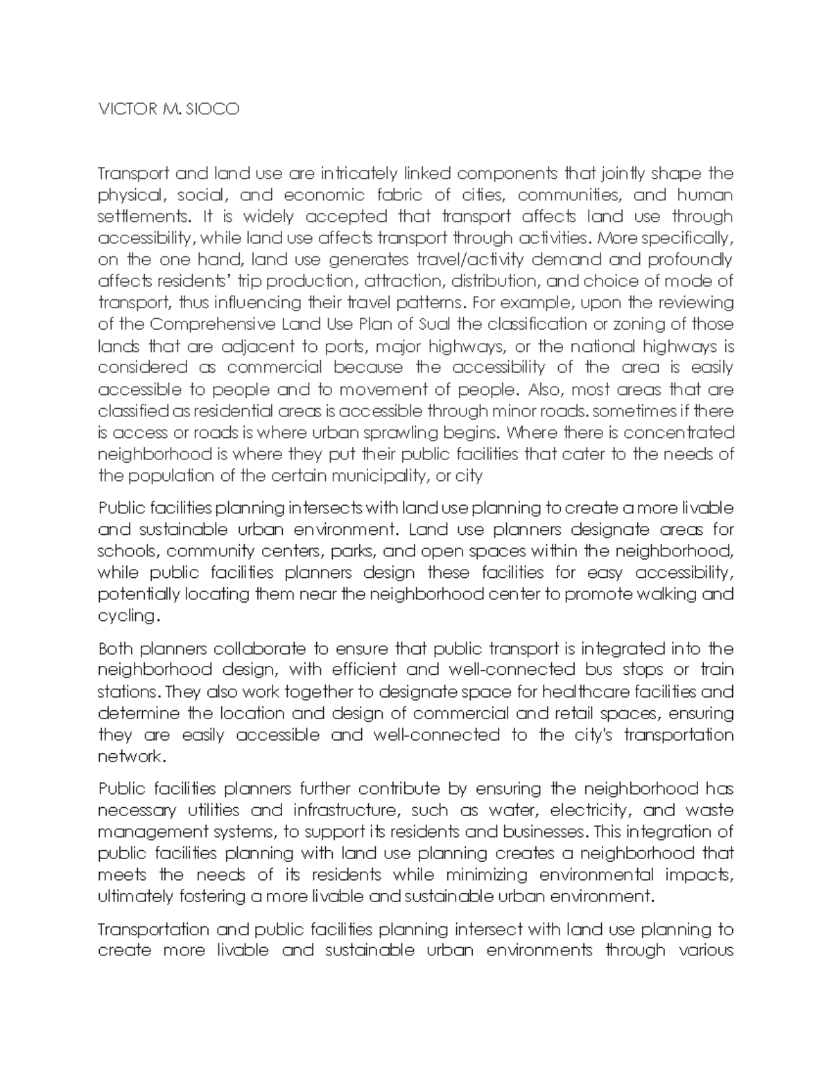 Planning attendance act - VICTOR M. SIOCO Transport and land use are ...