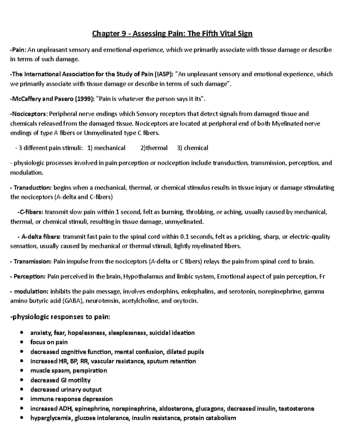 Chapter 9 - main points for fundamentals. A compilation of high-yield ...