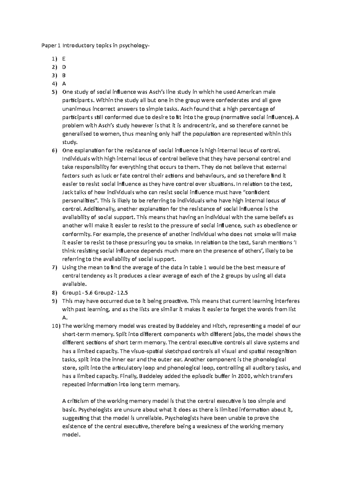 Paper 1 Introductory topics in psychology - Paper 1 Introductory topics ...