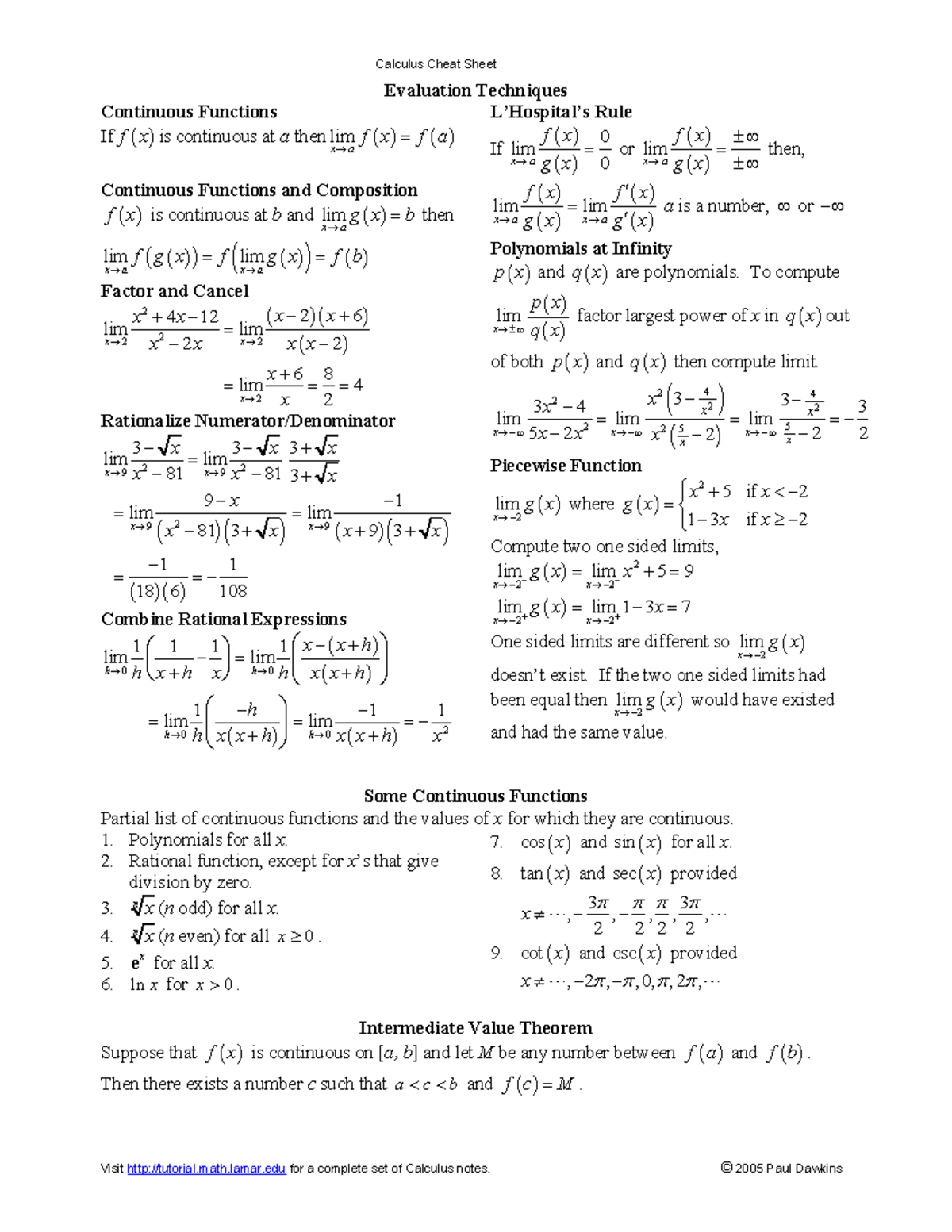 Calculus cheat sheet all-2 - MATH2222 - RMIT University - Studocu