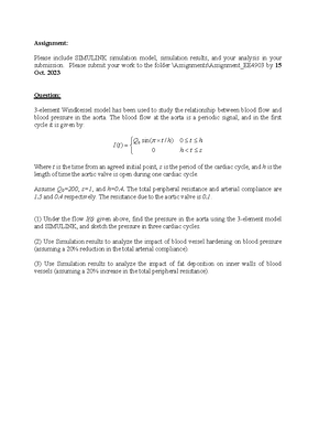 EE4903 Tutorial-2 - T2 qns - 1 EE4903 Physiological Systems Analysis ...