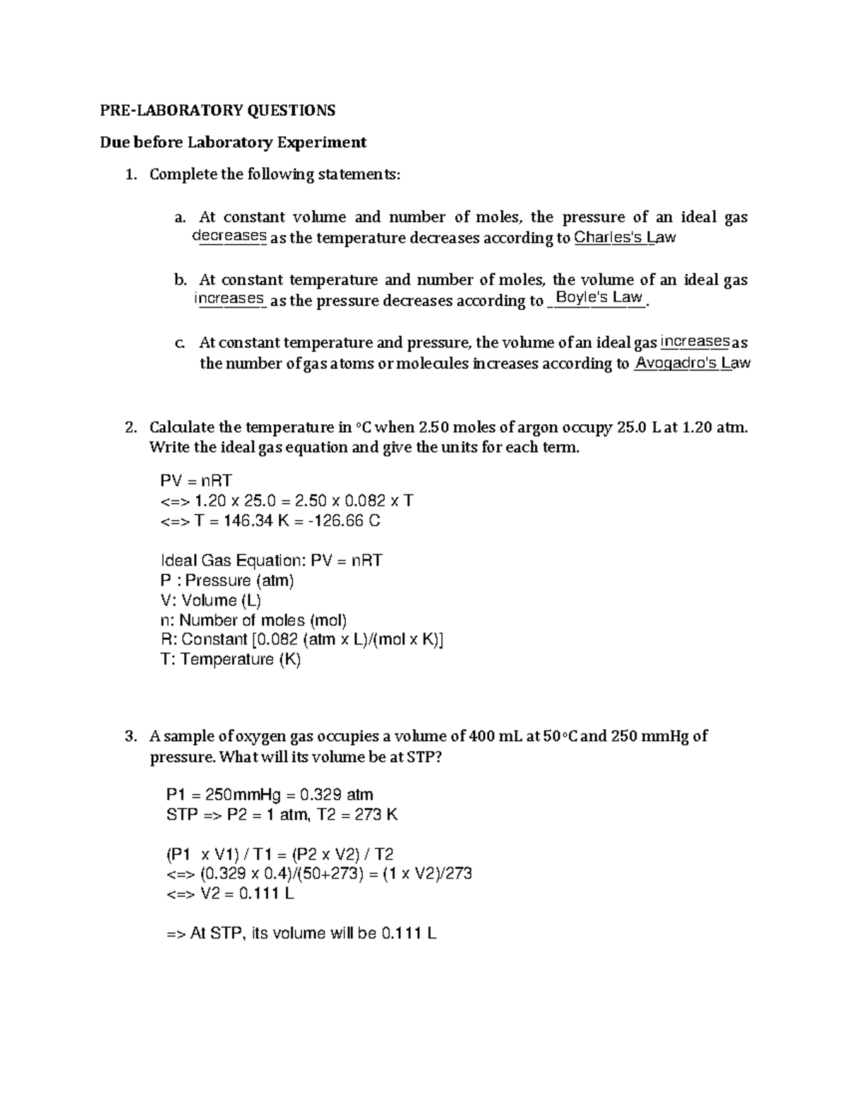 Experiment 8 Determination of the Molar Mass of a voltile Compound CHEM ...
