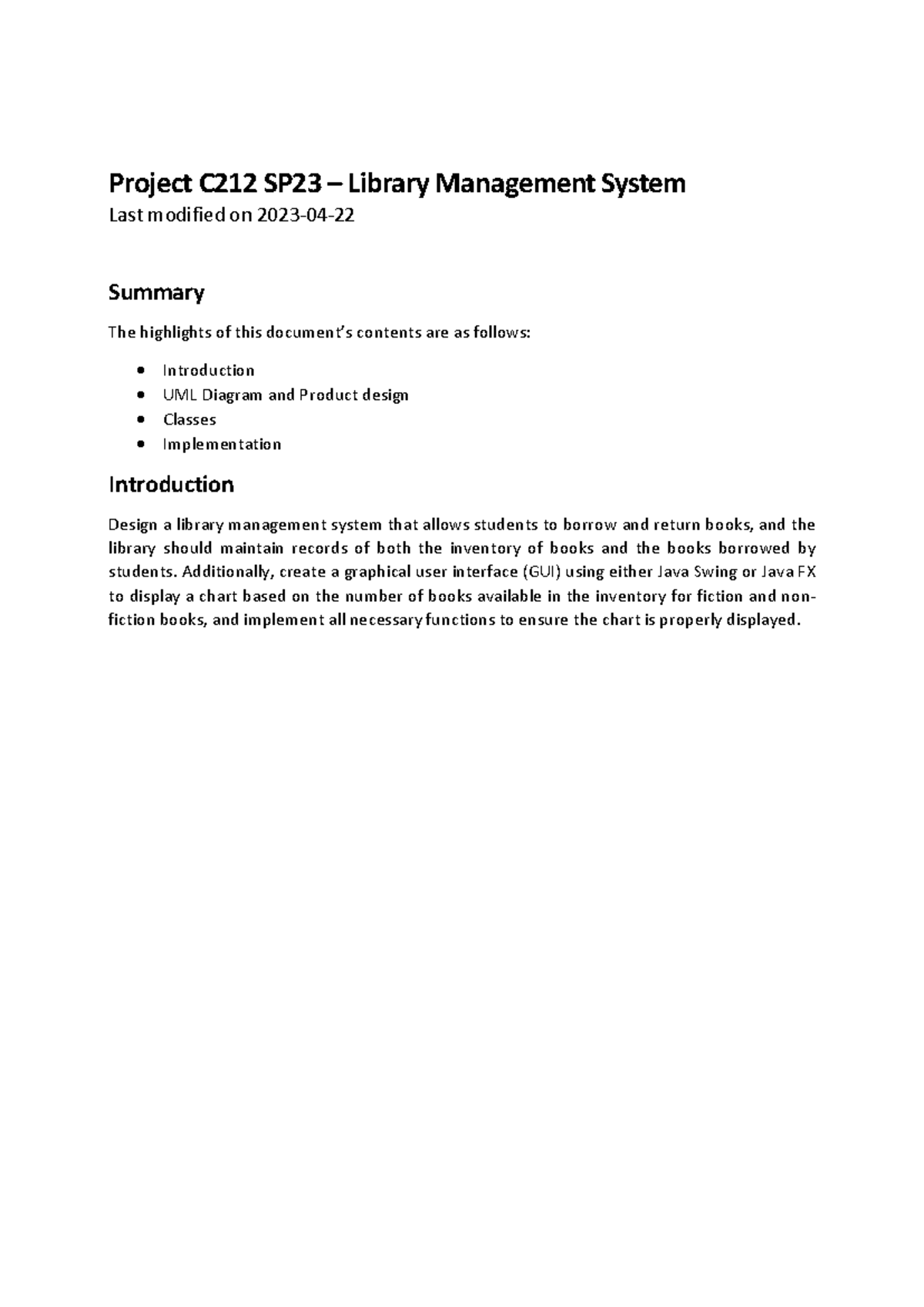 Library Management System (LMS) v2 - Project C212 SP23 – Library ...