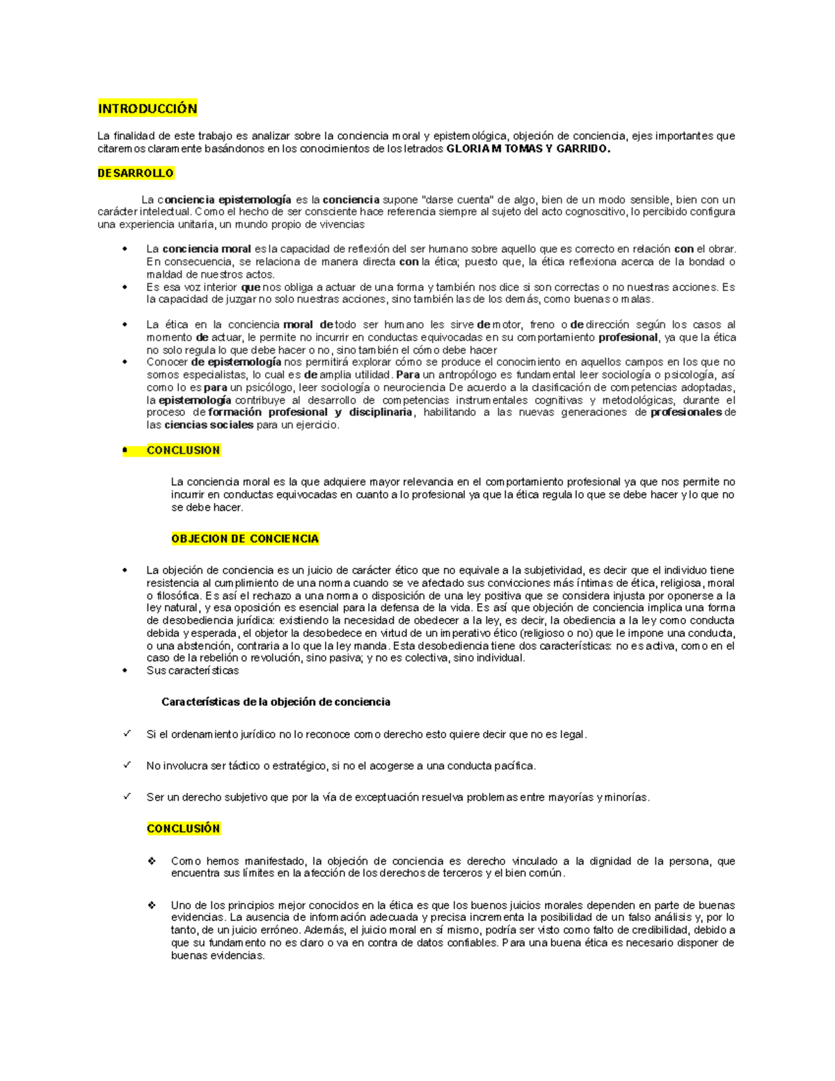 Conciencia y objeción de conciencia deontologia 2 - INTRODUCCIÓN La ...
