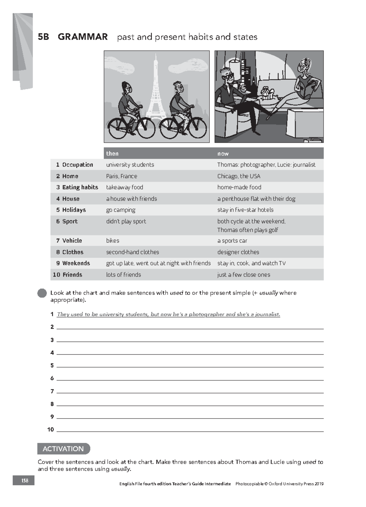 5B Grammar (past and present habits) - 158 English File fourth edition ...
