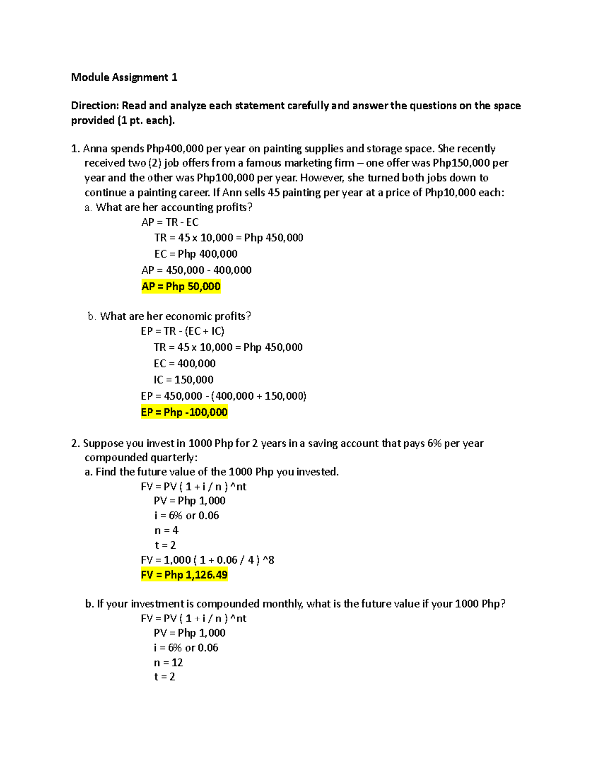 UST Assignment Module 1 - Managerial Economics - University of Santo ...