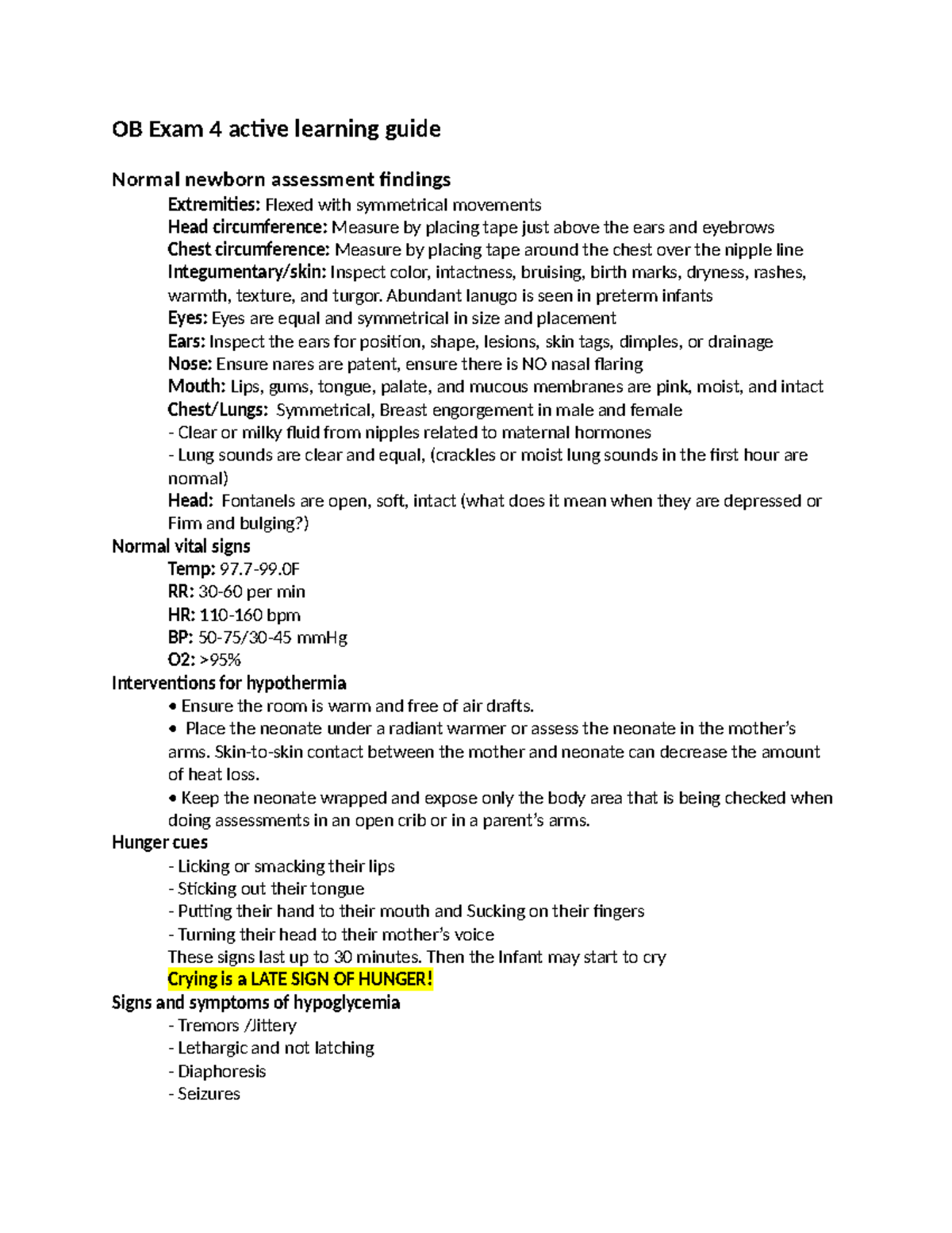 Active Learning Guide (Modules 7 and 8) (1) - OB Exam 4 active learning ...