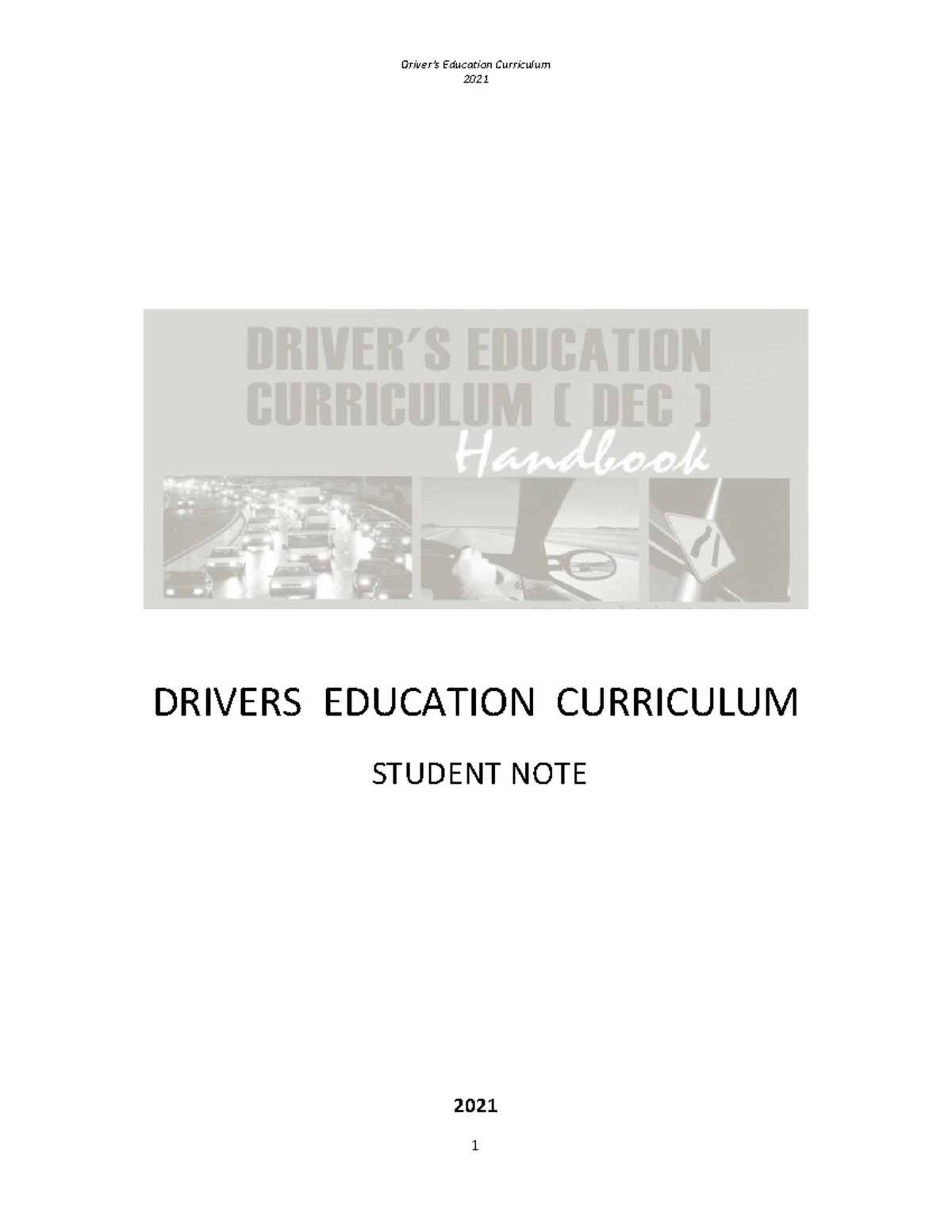 KPP English Handout D DA - 2021 DRIVERS EDUCATION CURRICULUM STUDENT ...