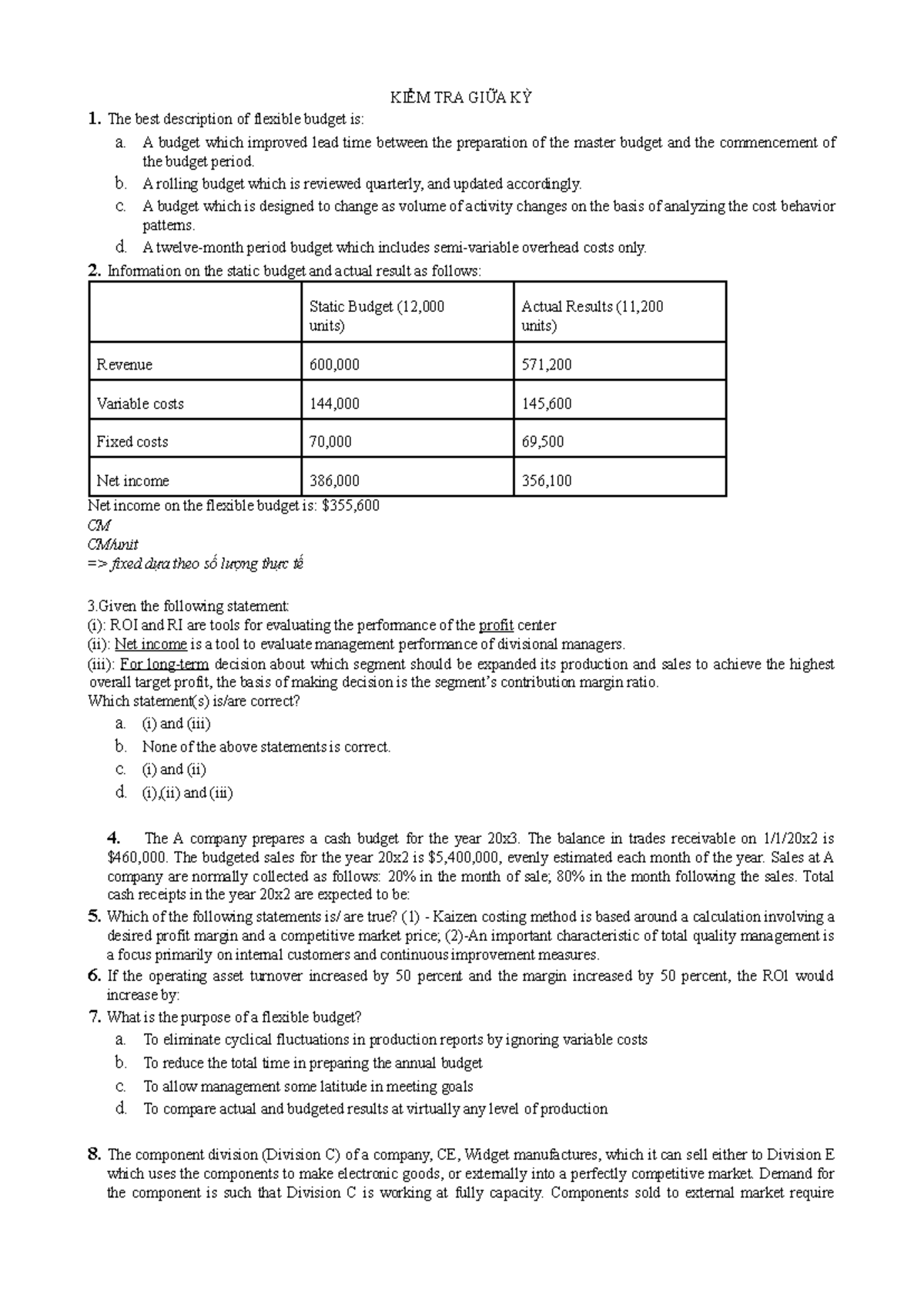 123doc ueh trac nghiem ke toan quan tri 2 clc thay thien - KIỂM TRA ...