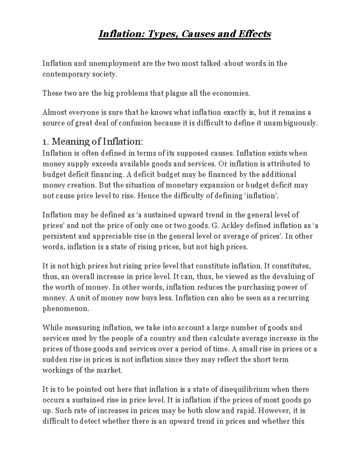 Inflarion types determinants and effects - Inflation: Types, Causes and ...