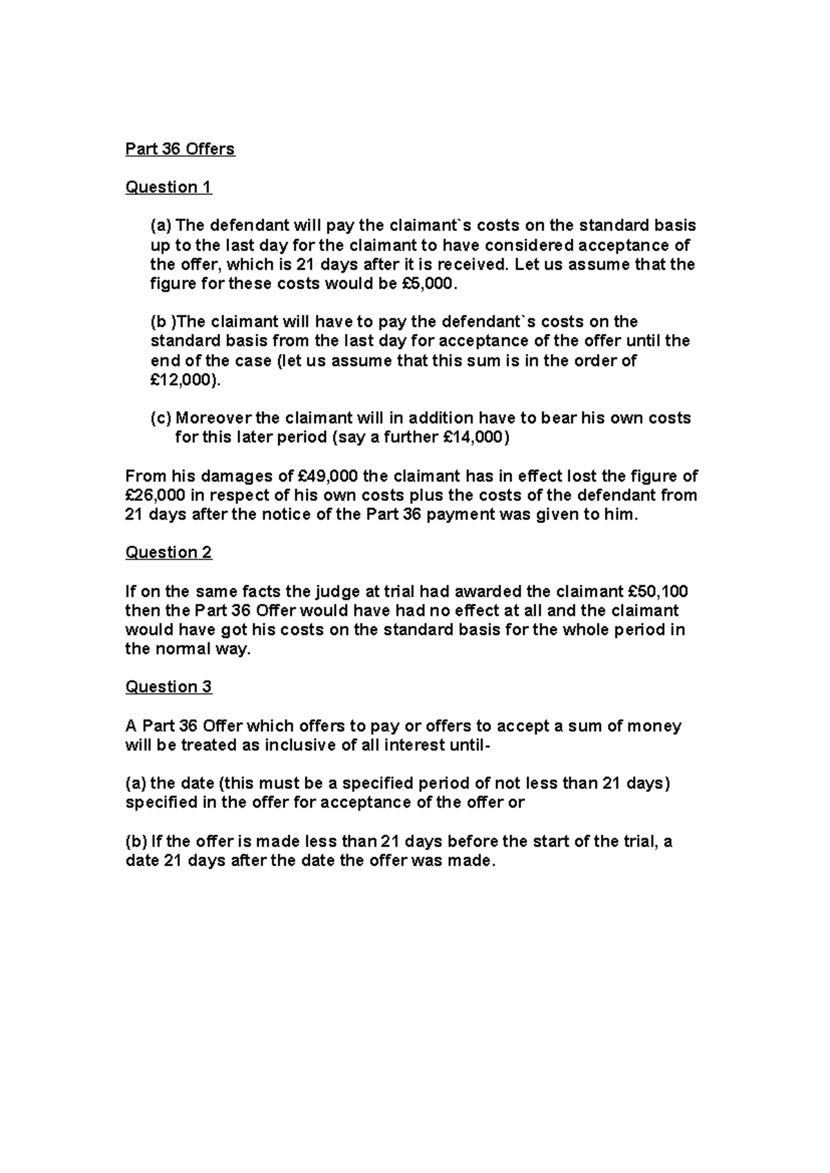 SGS 4 Suggested answer Part 36 - Part 36 Offers Question 1 (a) The ...