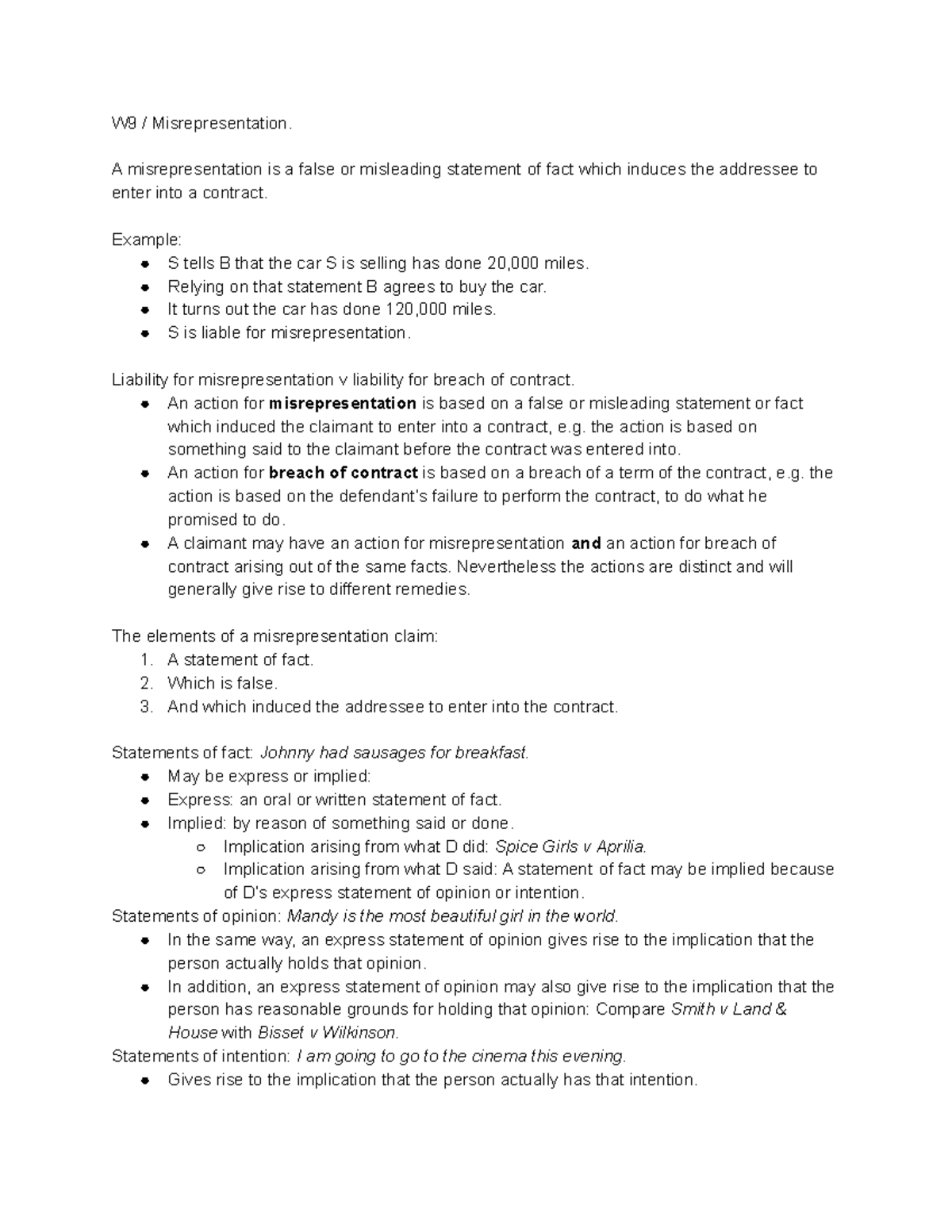 Misrepresentation - A misrepresentation is a false or misleading ...