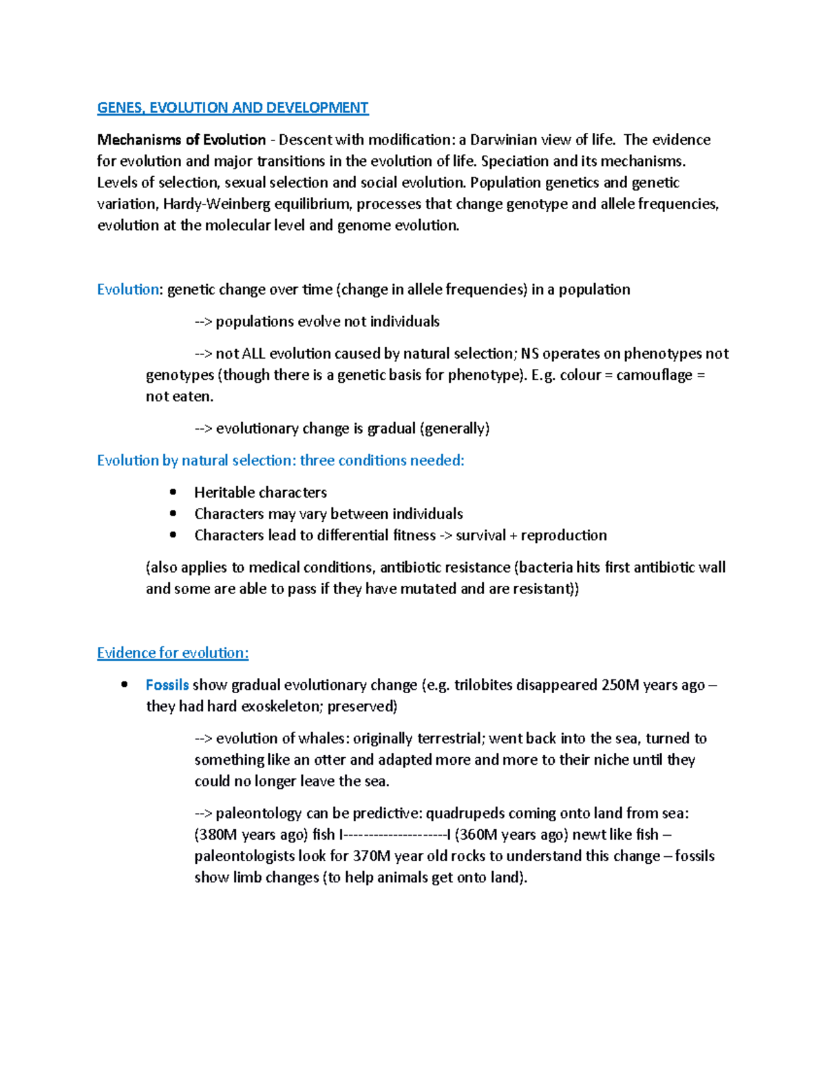 GED - Lecture notes genes 1-8 - GENES, EVOLUTION AND DEVELOPMENT ...