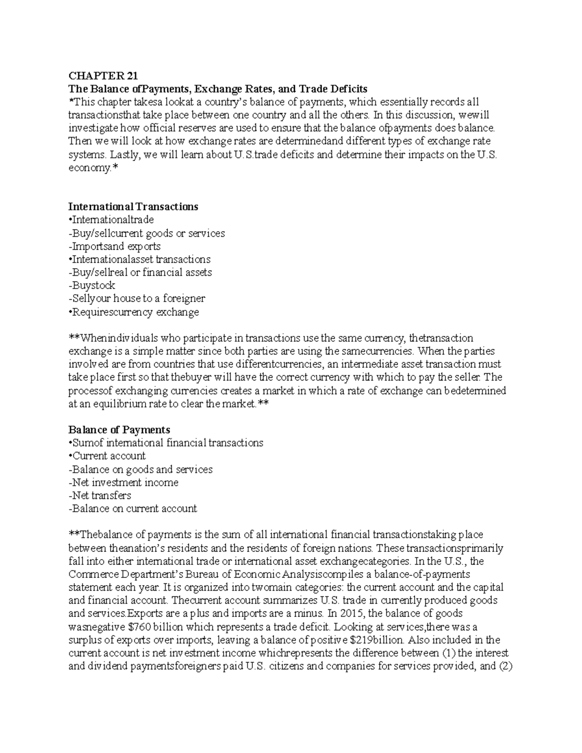 Chapter 21 - Lecture notes 21 - CHAPTER 21 The Balance ofPayments ...