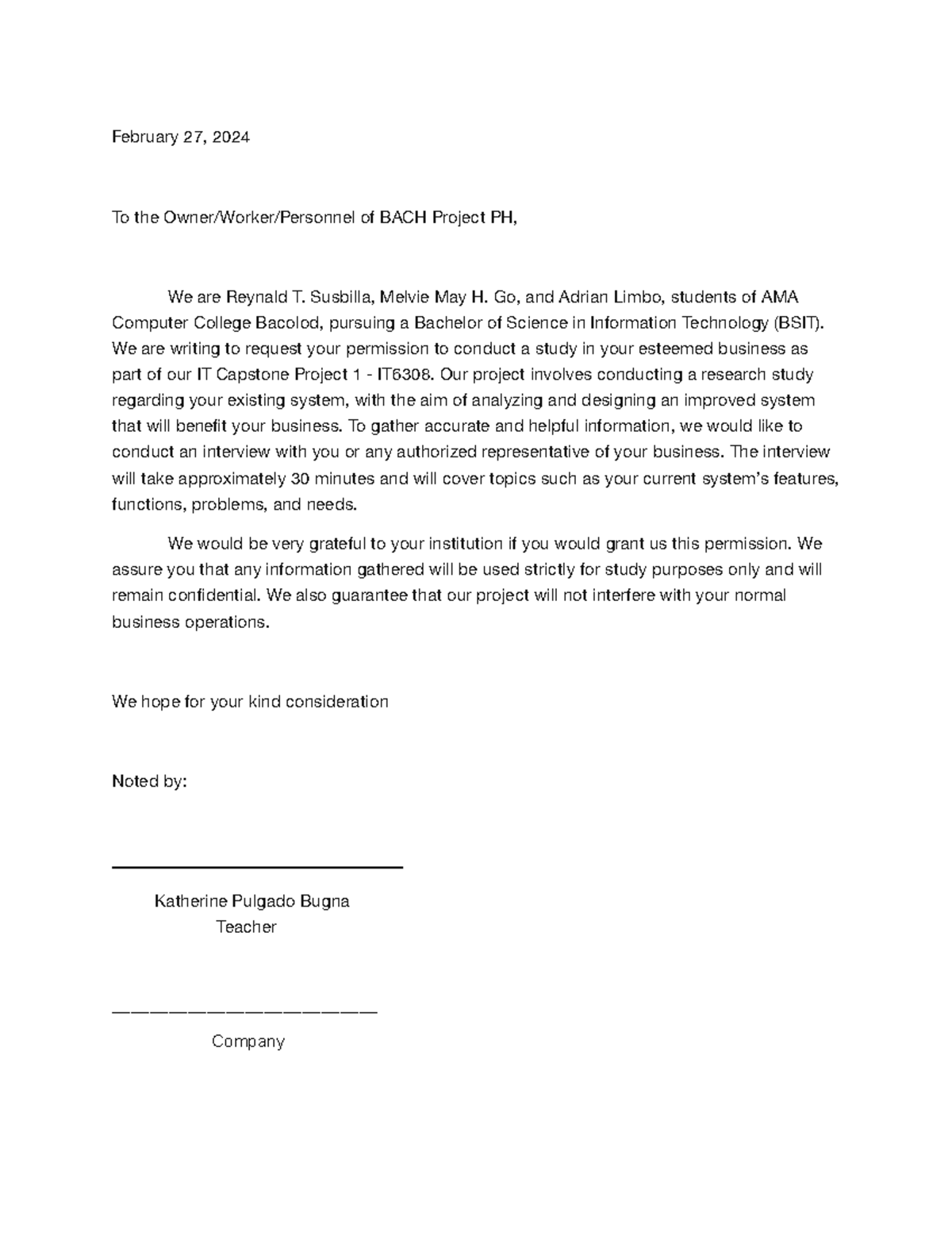 Req 1 - sdsdsds - February 27, 2024 To the Owner/Worker/Personnel of ...