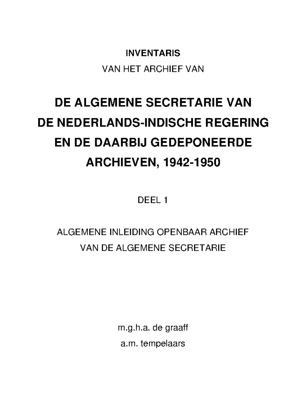 Inventaris arsip tekstual algemene secretarie van de nederlandsindische ...